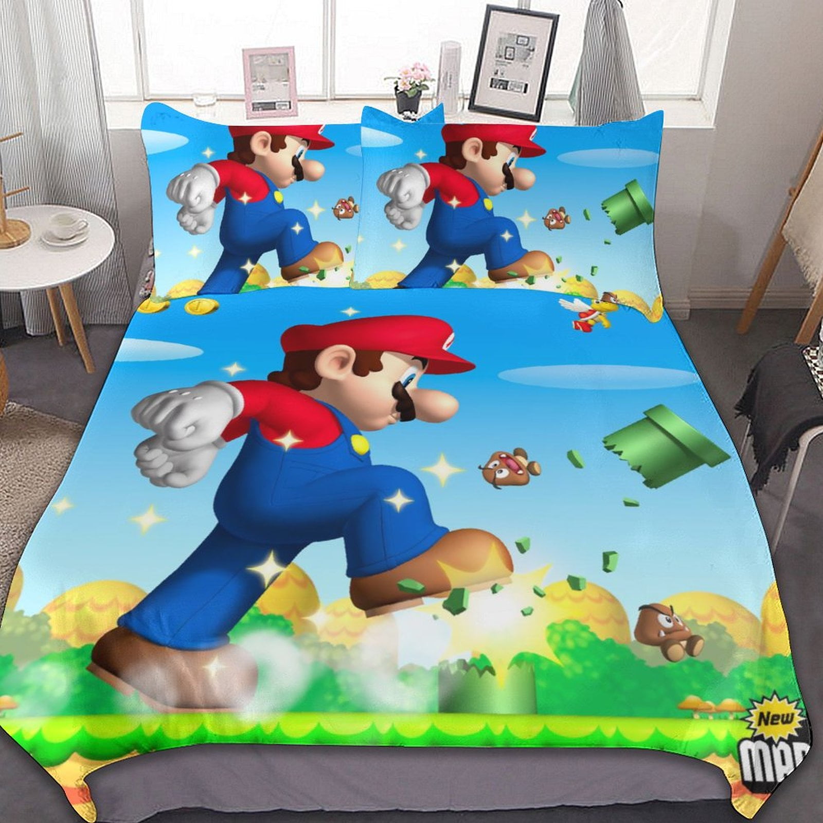 Super Mario Animated 3 Piece Bedding Sets Decor Comforter Sets With One ...