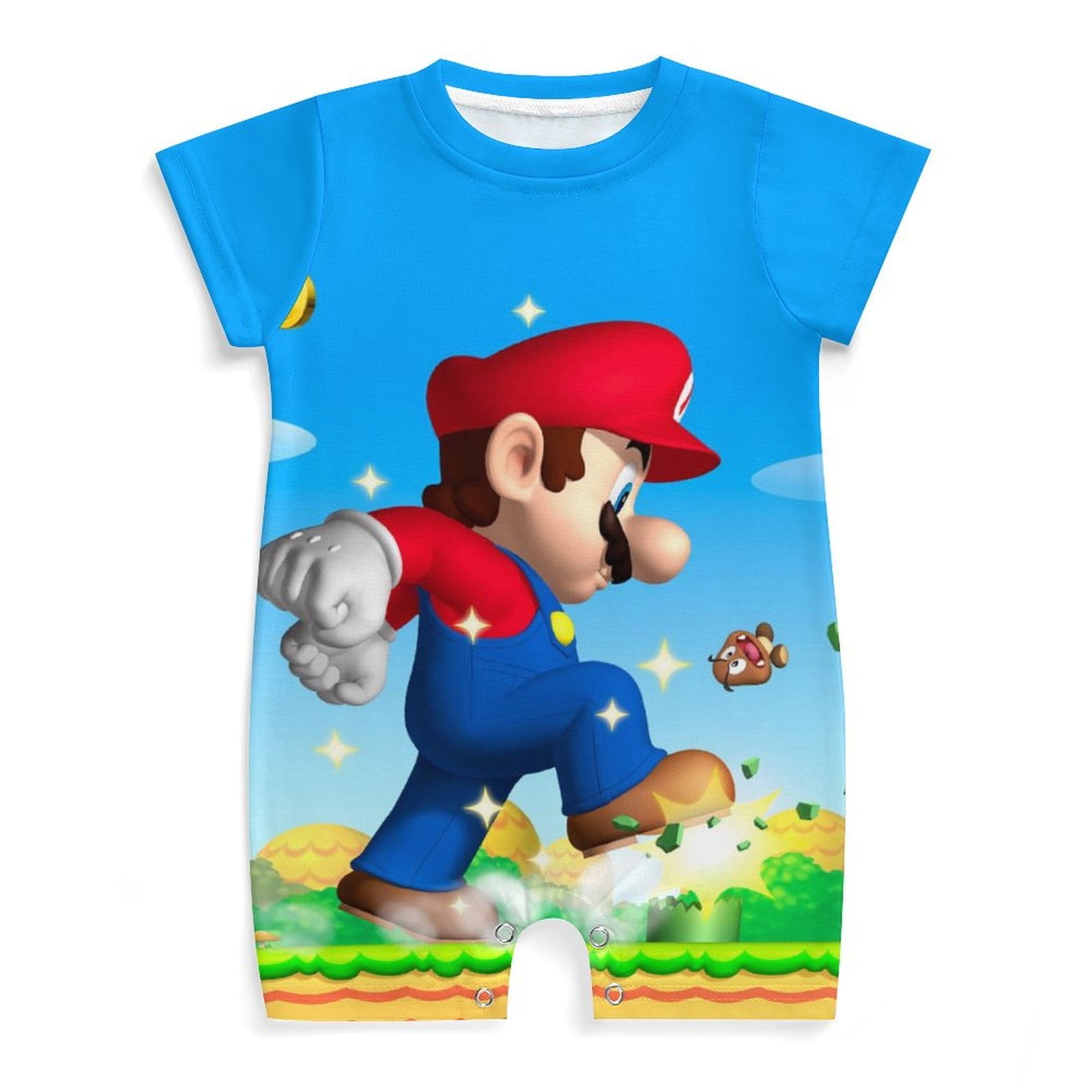 Super Mario Animated Baby One-Piece Rompers Short Sleeve Bodysuits ...