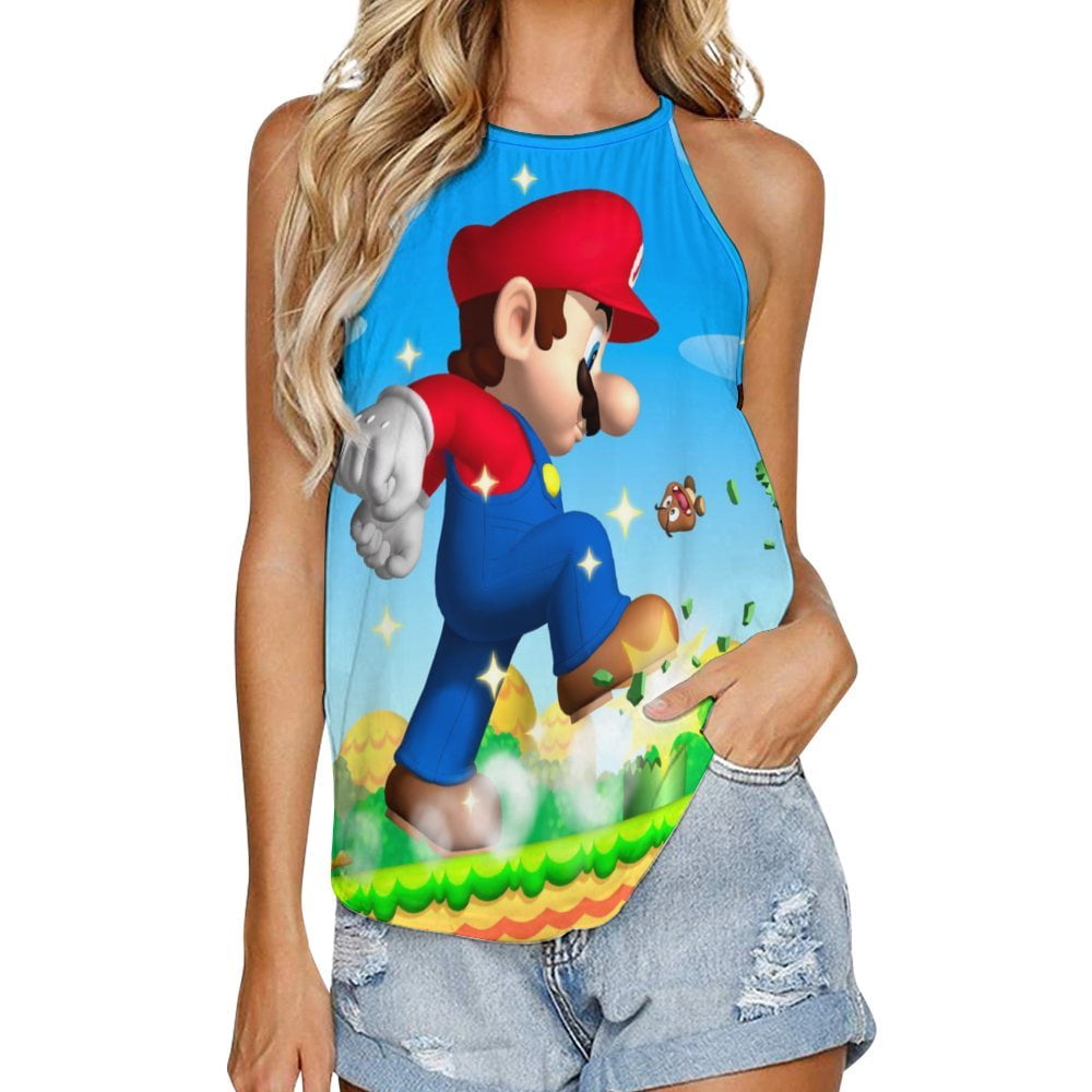 Super Mario Animated Fashion Tank Top For Womens Camisole Round Neck ...