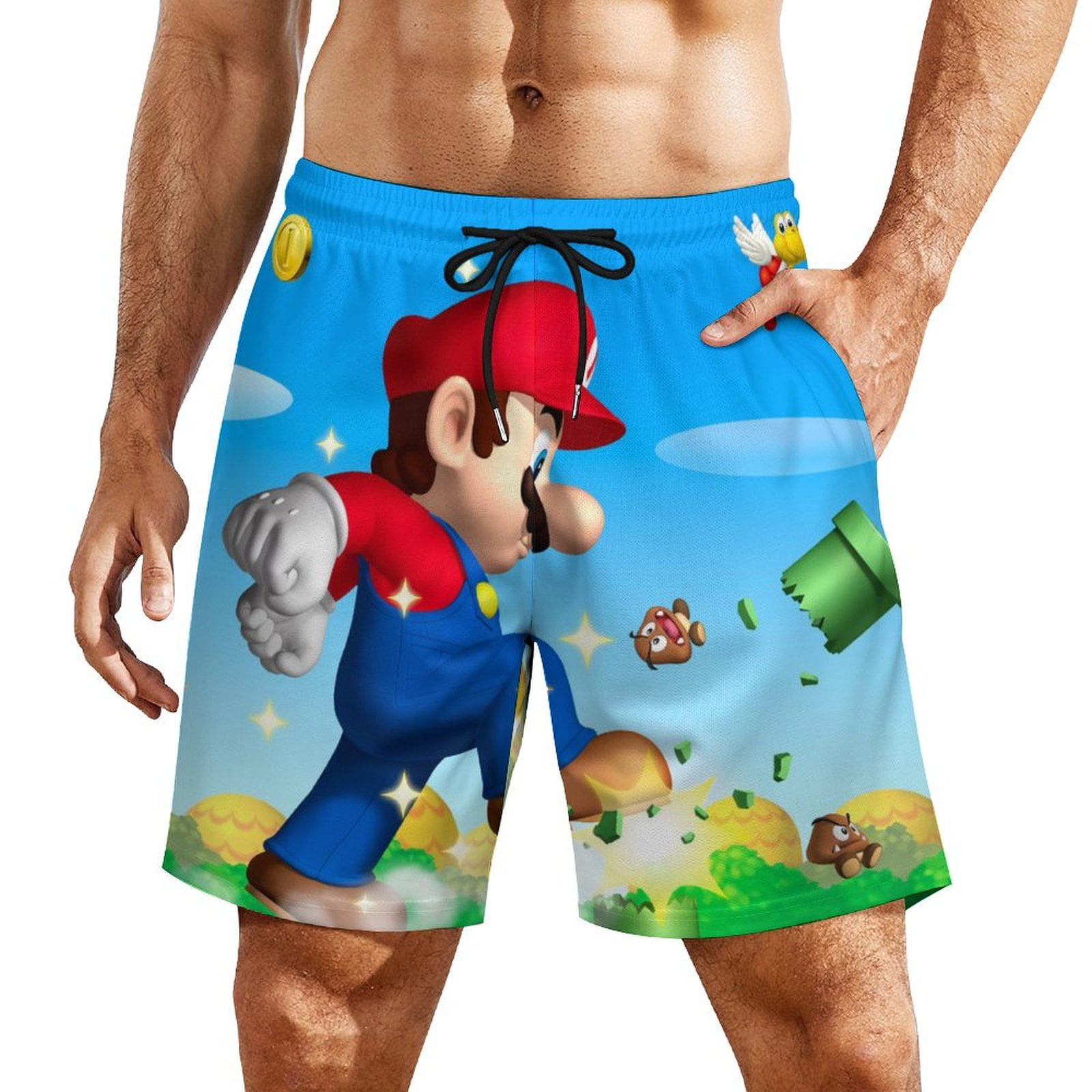 Super Mario Animated Men's Board Shorts Swim Trunks Quick Dry Beach ...