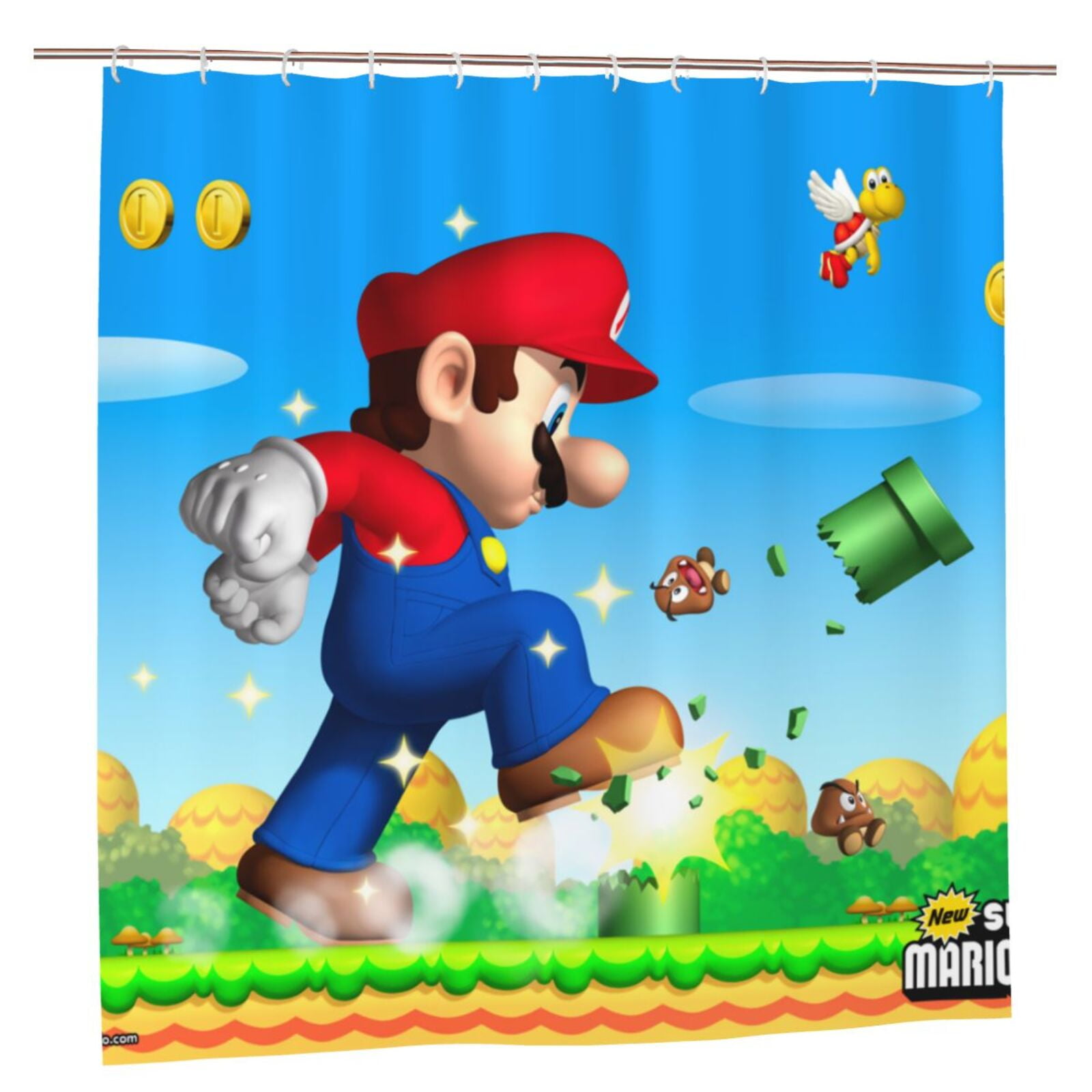 Super Mario Animated Shower Curtain Waterproof Polyester Fabric Decor ...