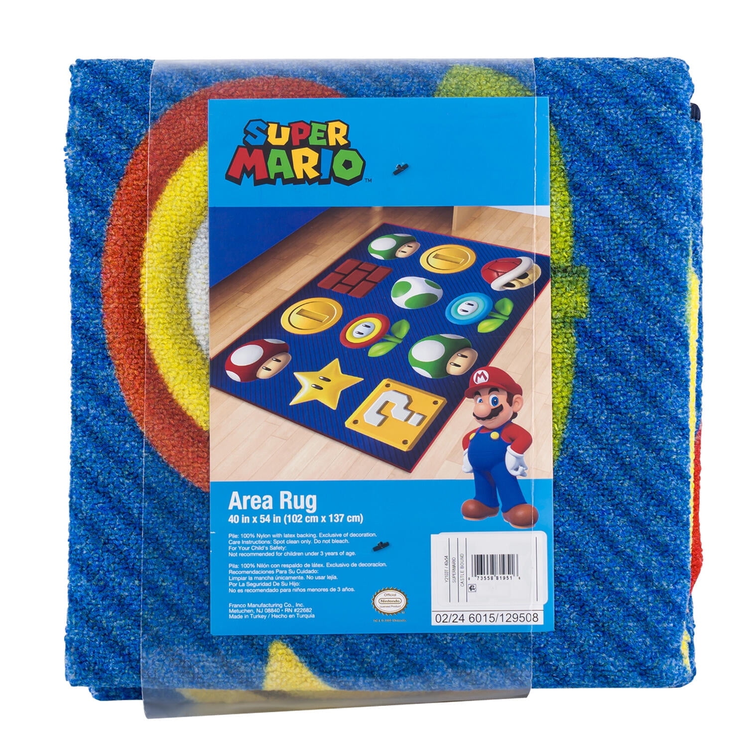 Super Mario Area Rug - 40x54" - 100% Nylon With Latex Backing ...
