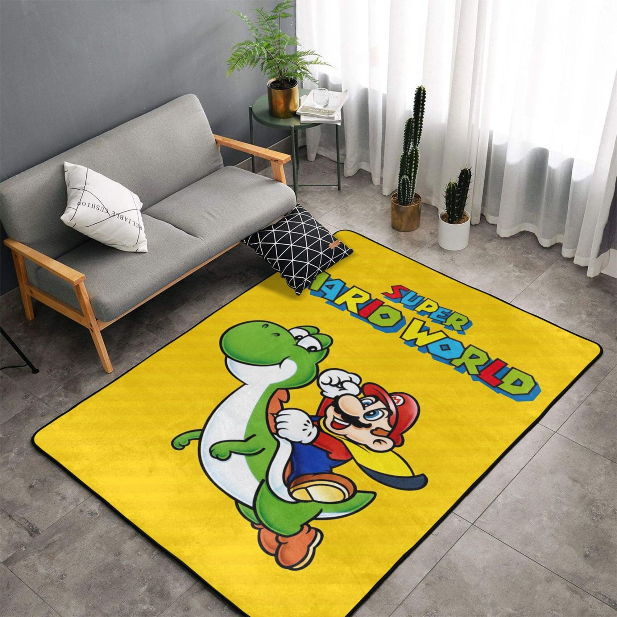 Super Mario Area Rug Living Room Carpet Bedroom 5x3 feet Rug Flannel ...