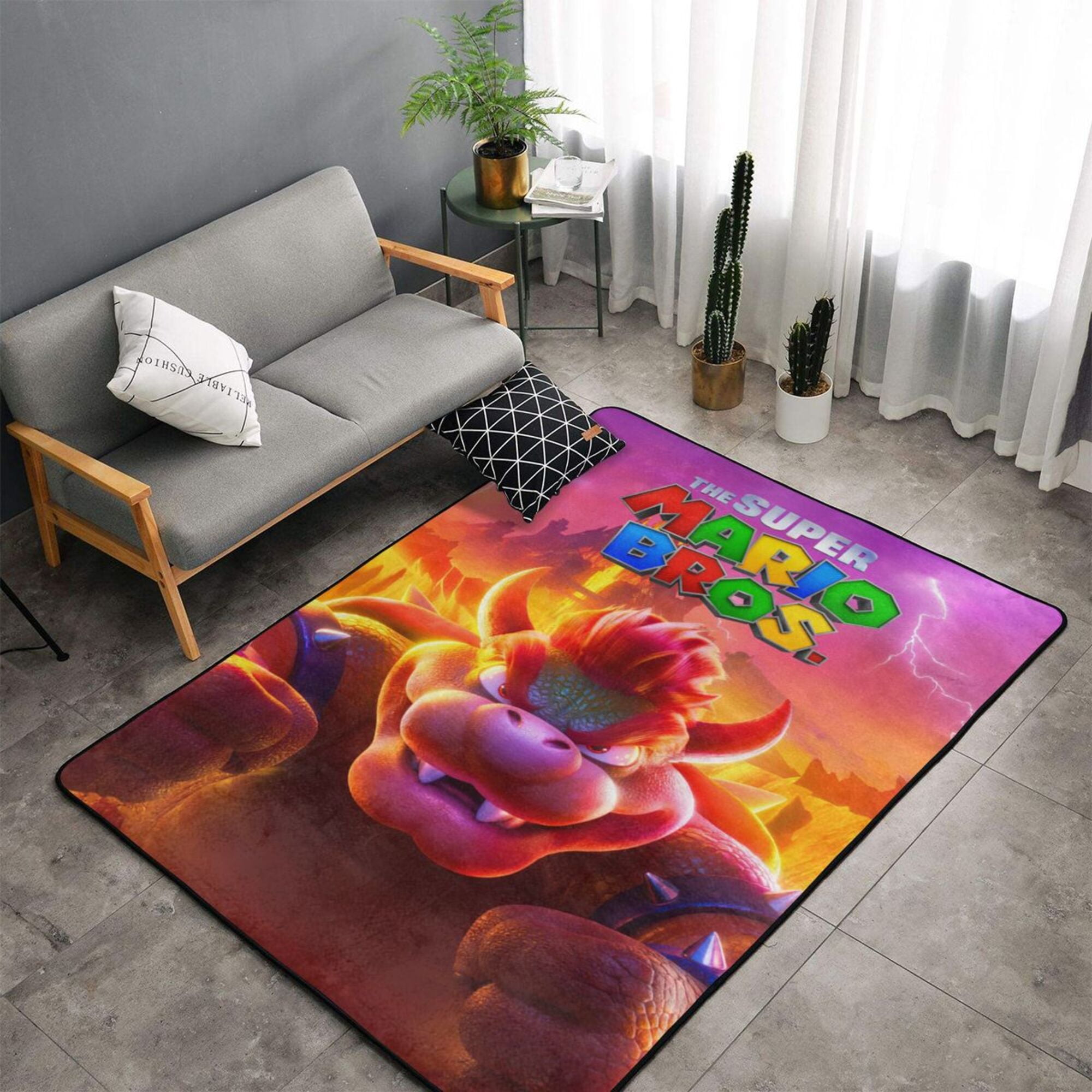 Super Mario Area Rug Living Room Carpet Bedroom 5x3 feet Rug Flannel ...