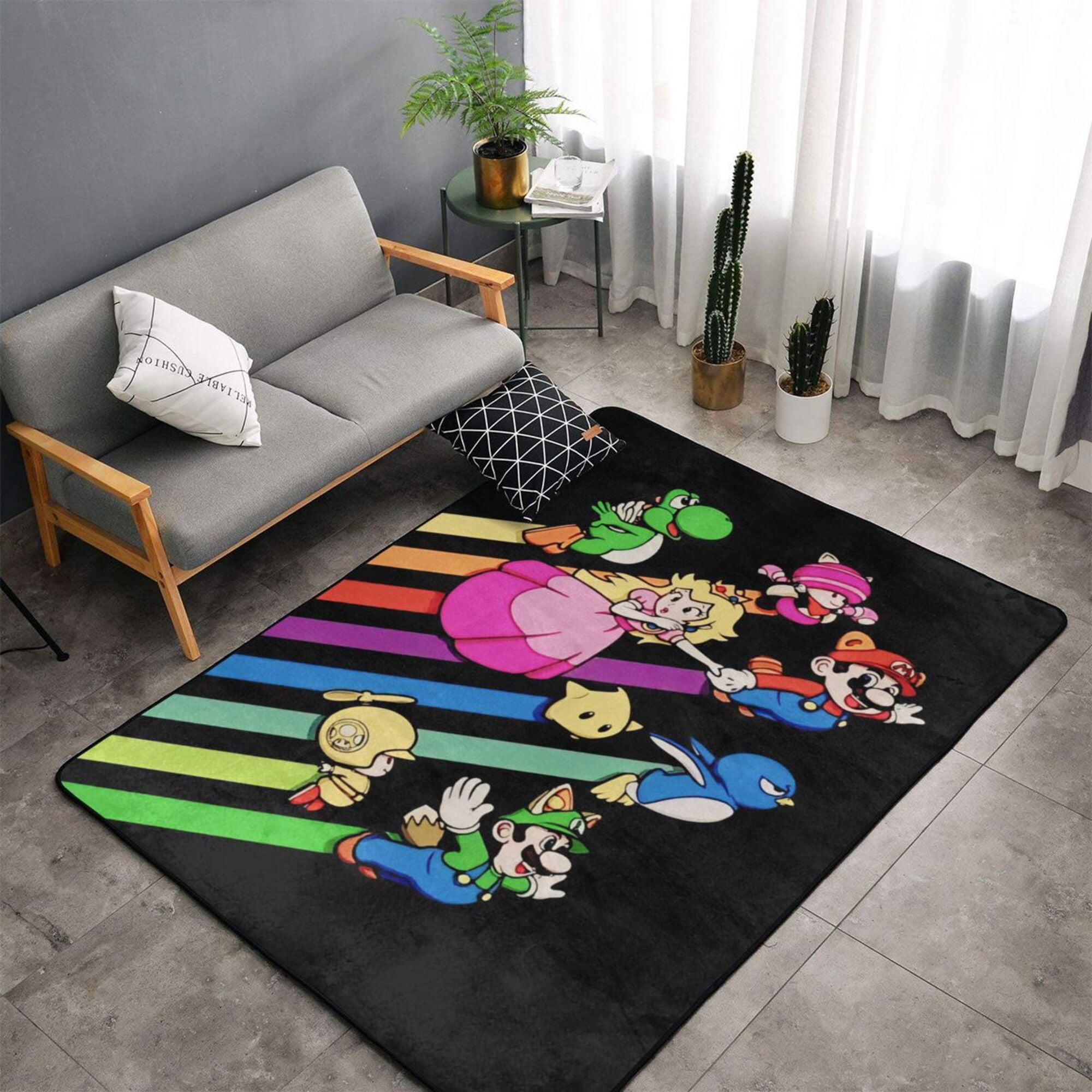 Super Mario Area Rug Living Room Carpet Bedroom 5x3 feet Rug Flannel ...
