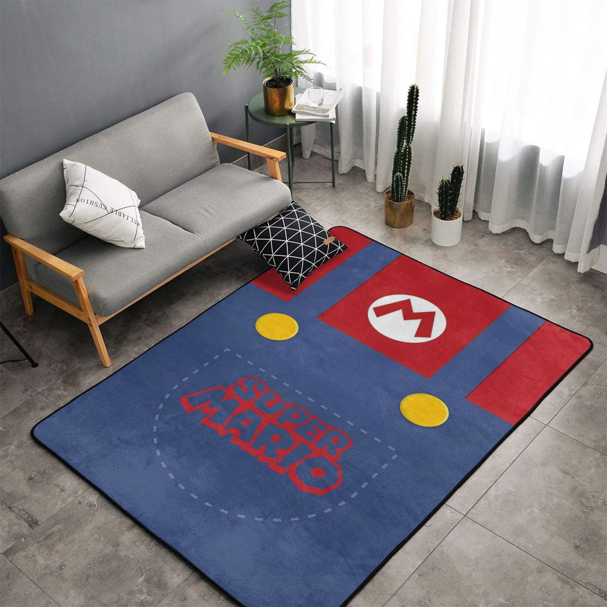 Super Mario Area Rug Living Room Carpet Bedroom 5x3 feet Rug Flannel ...