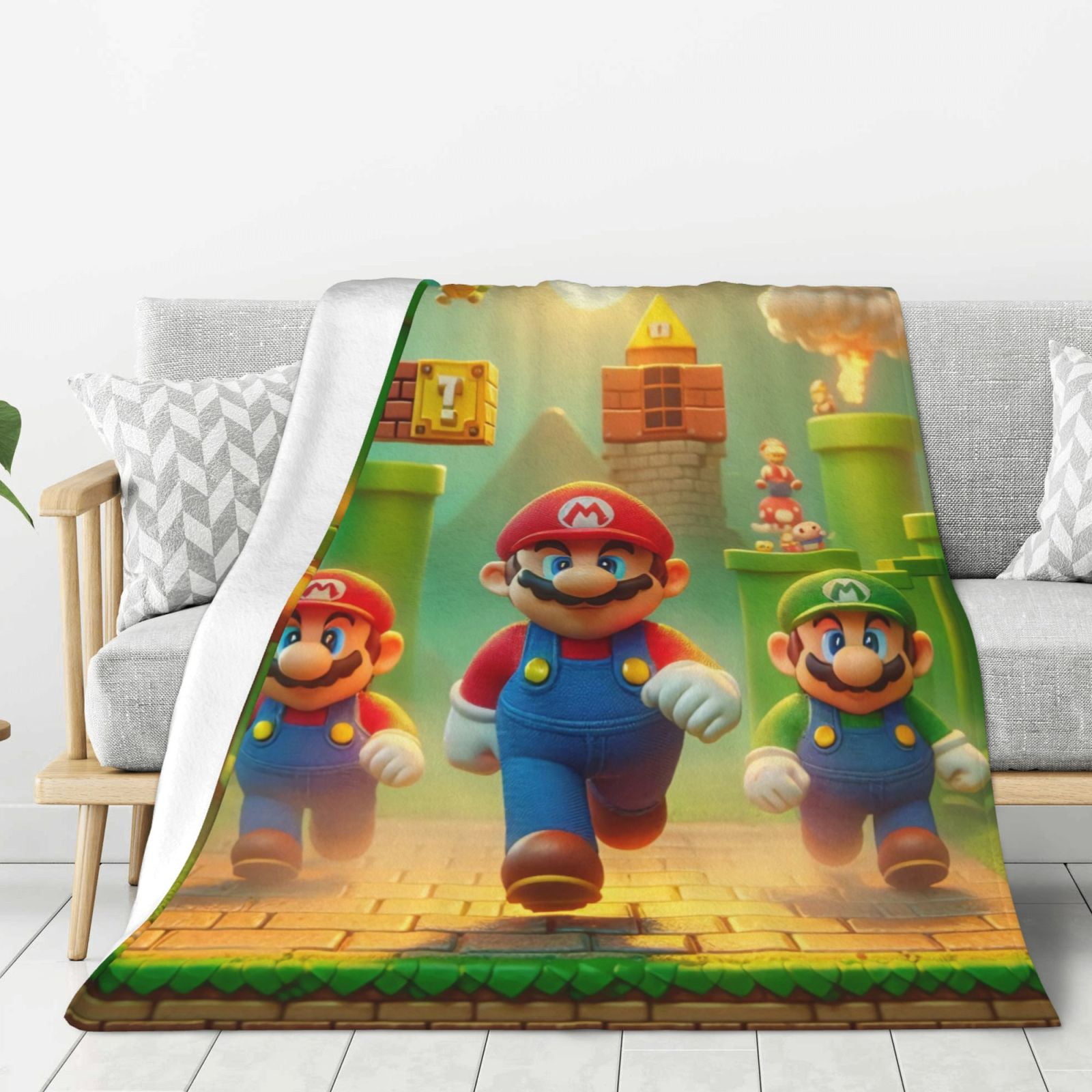Super-Mario BROS Blanket,Throw Blanket for Kids and Adults,Soft Plush ...