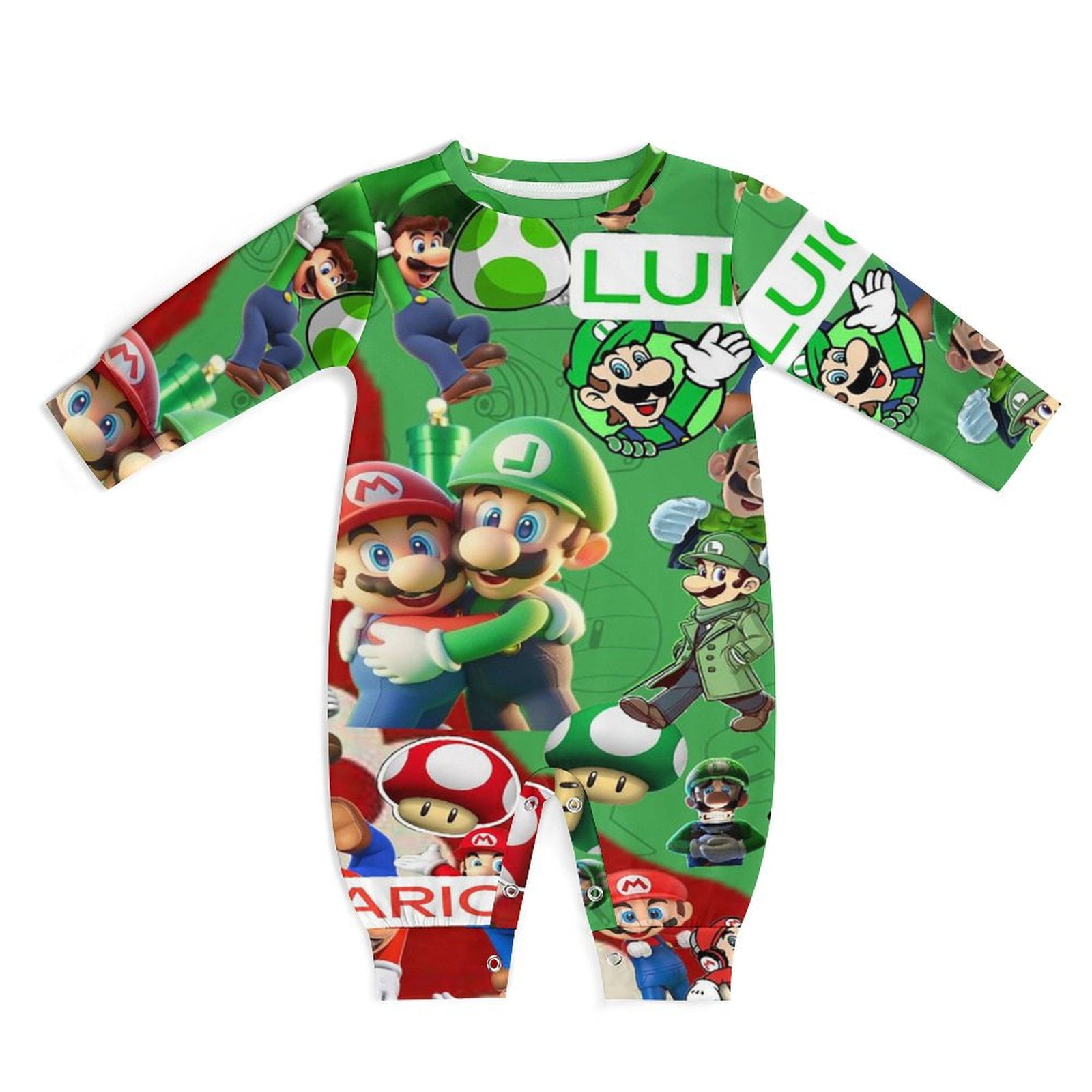 Super Mario Baby Footless Rompers, Long Sleeve Baby Onesie Jumpsuit for ...