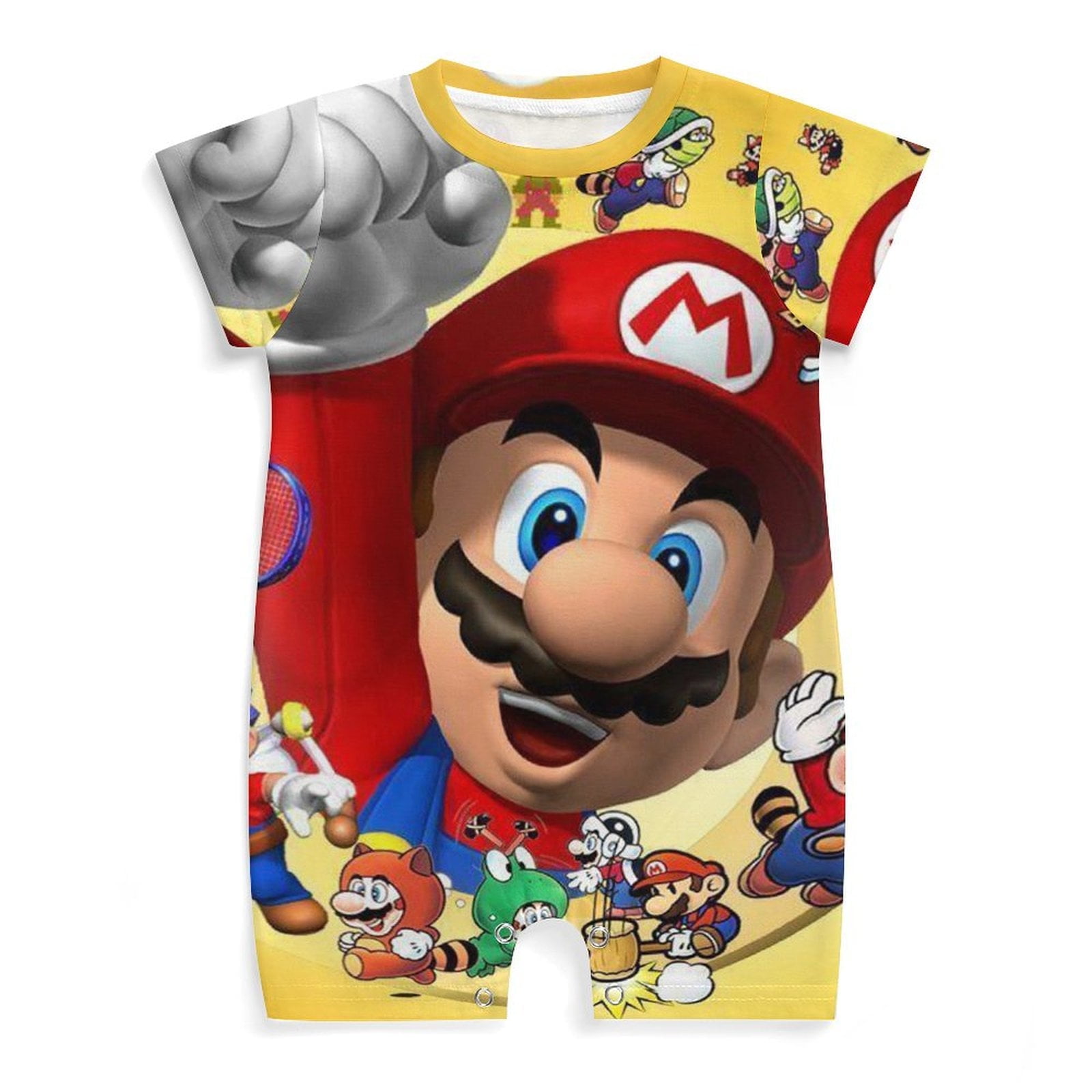 Super Mario Baby One-Piece Rompers Short Sleeve Bodysuits Jumpsuit ...