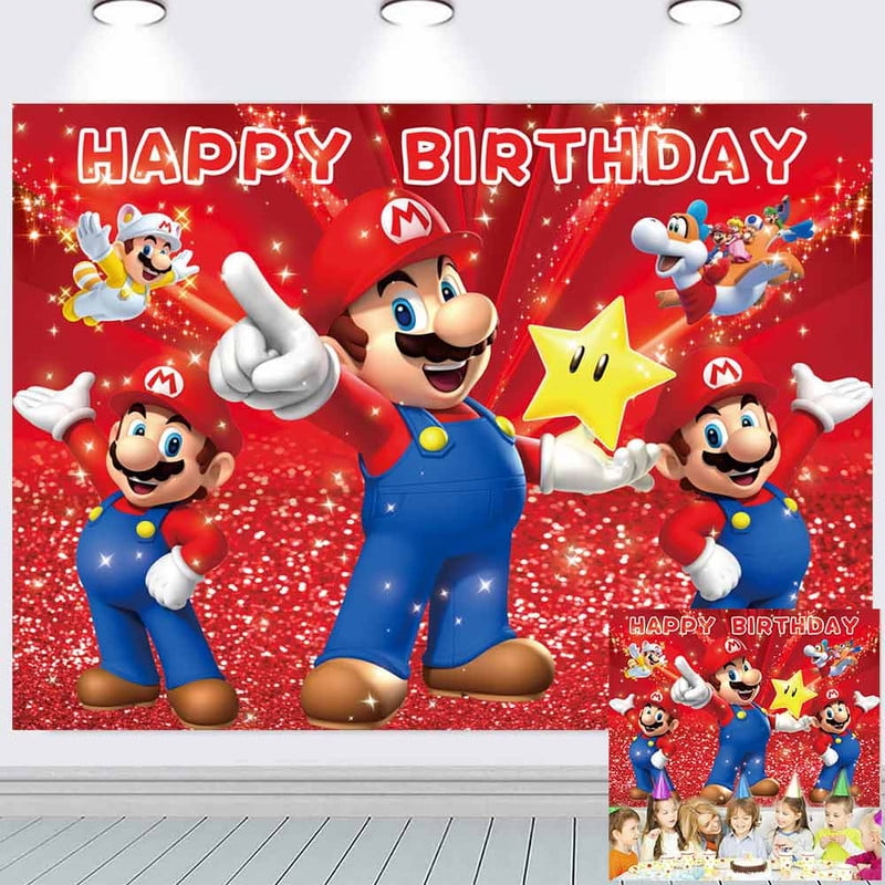 Super Mario Backdrop Banner Party Supplies Post Birthday Decorations ...