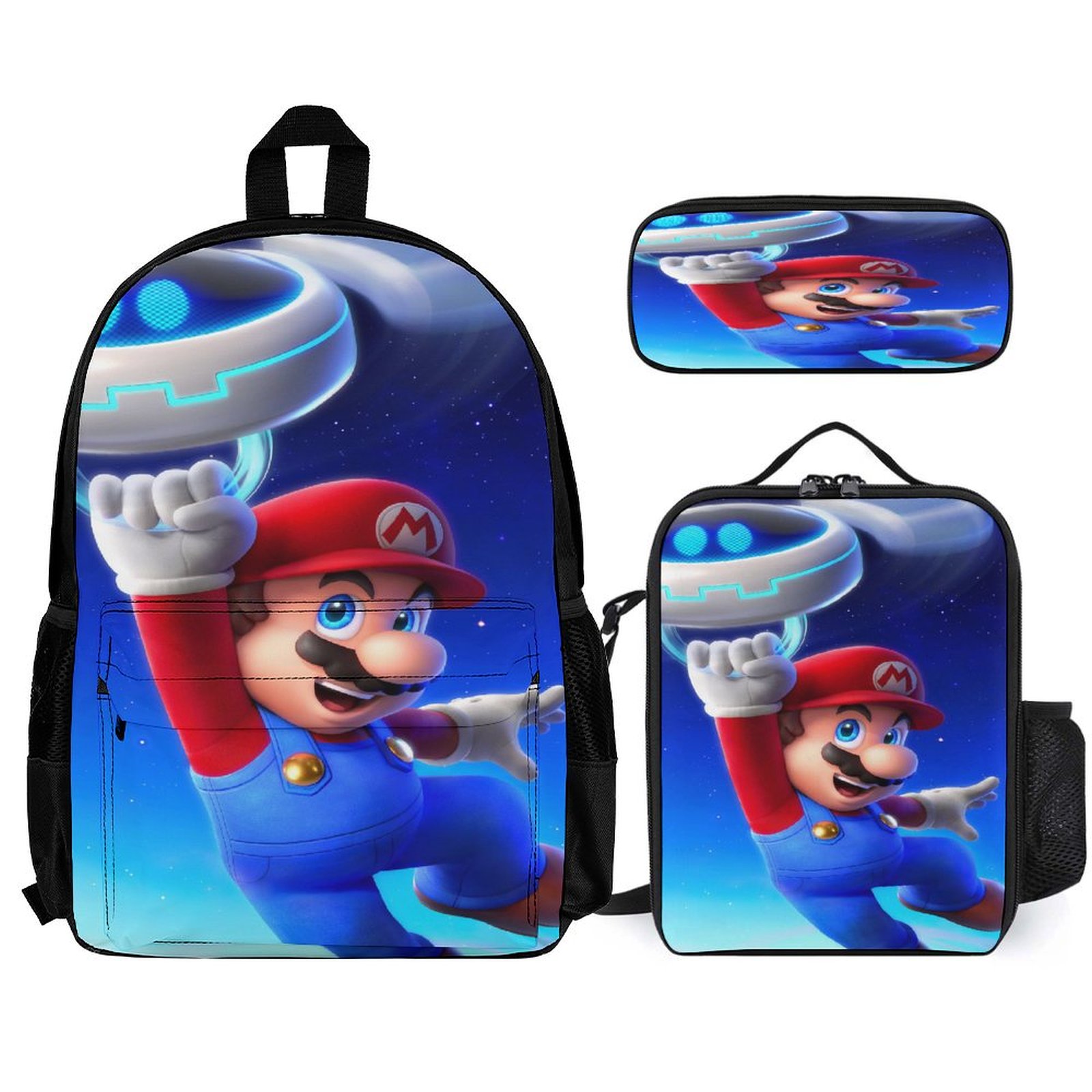 Super Mario Backpack 3 Piece Set Laptop Backpack with Pencil Case Lunch ...