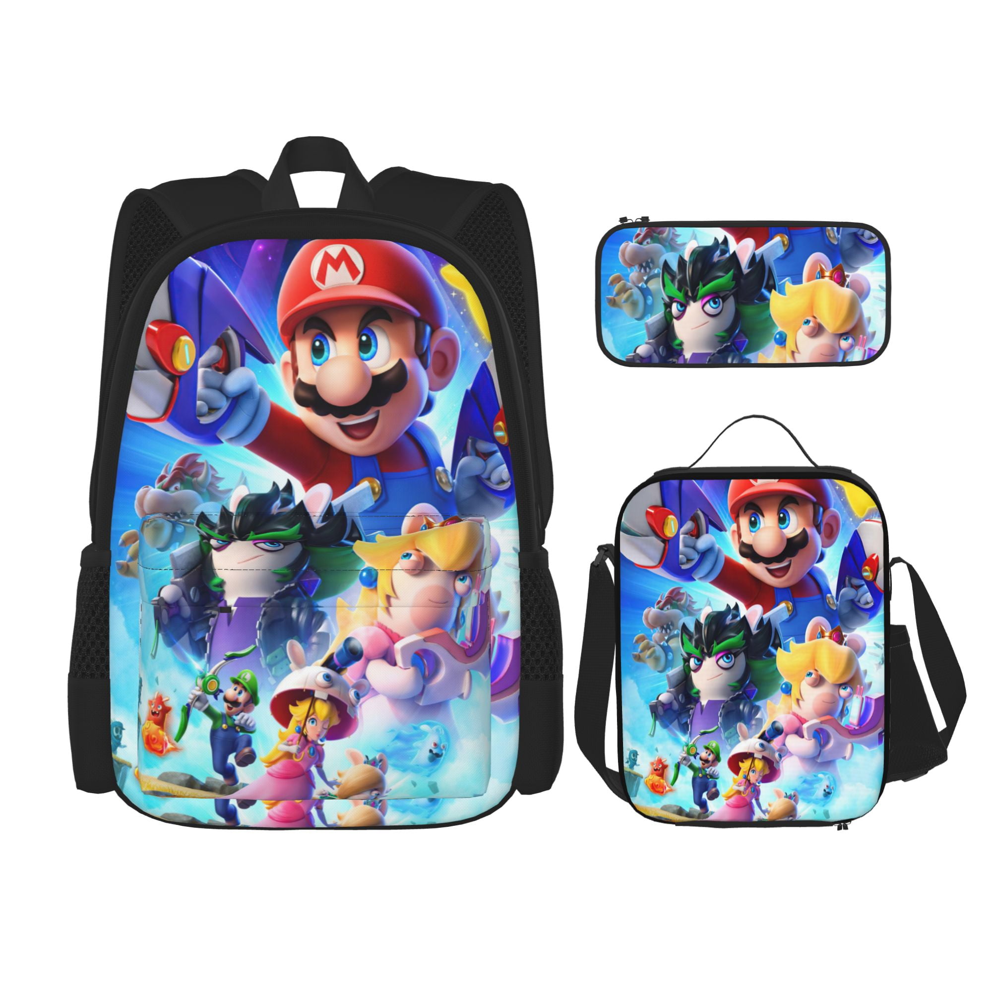 Mari-o Backpack Set 3PCS Backpack Pencil Case Lunch Bag Casual Backpack ...