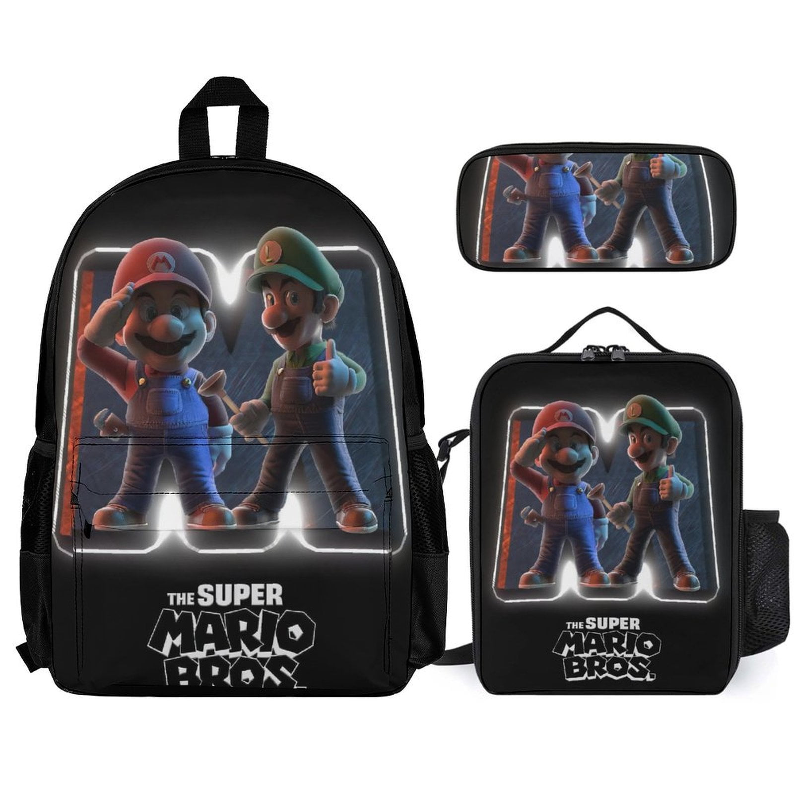 Super Mario Backpack Set, Backpack with Lunch Box And Pencil Case 3pcs ...