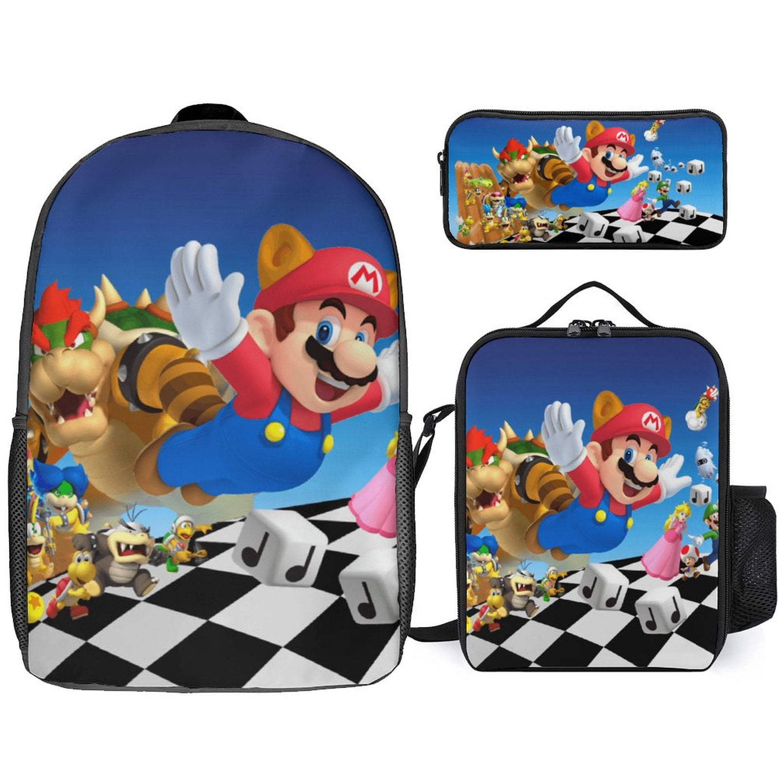 Super Mario Backpack Set with Lunch Bag and Pencil Case, 17 Inch Large ...
