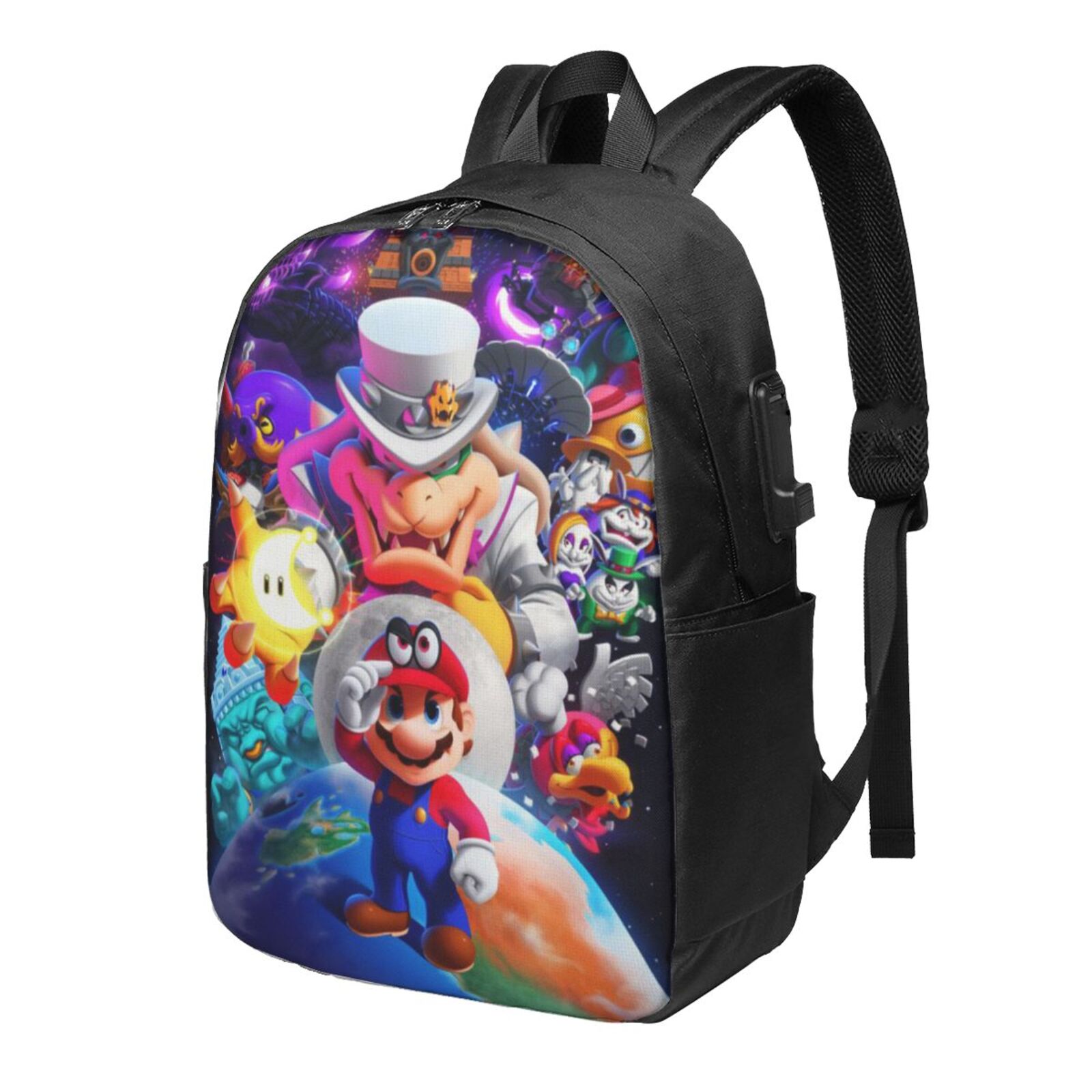 Super Mario Backpack with USB Charging Port Daypack Laptop Backpack ...