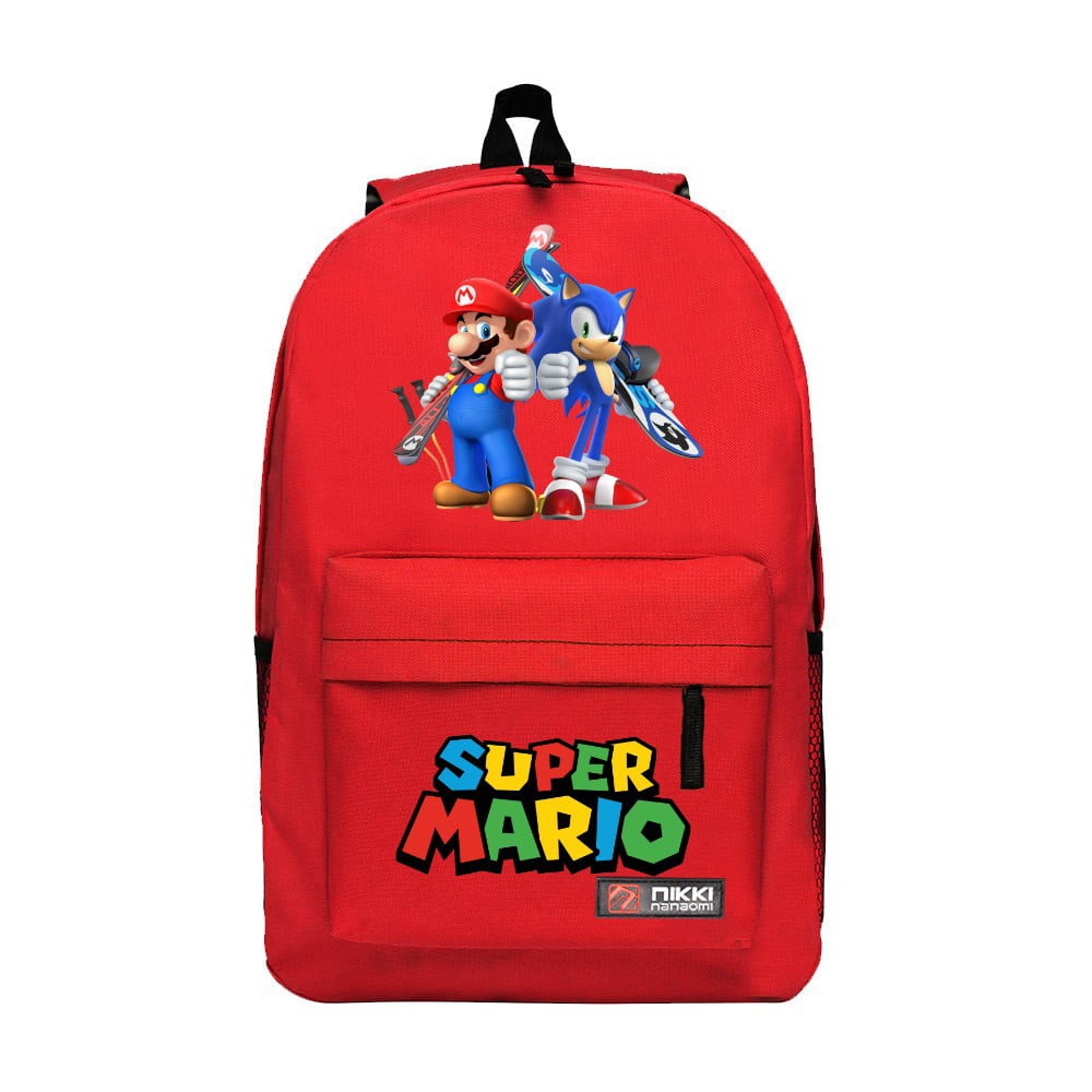 Super Mario Bag Plaid Canvas Backpack Street Large Capacity Backpack ...
