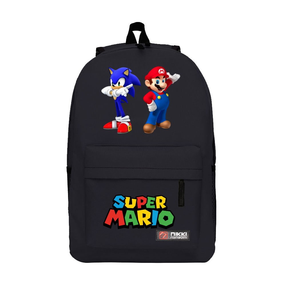 Super Mario Bag Plaid Canvas Backpack Street Large Capacity Backpack ...