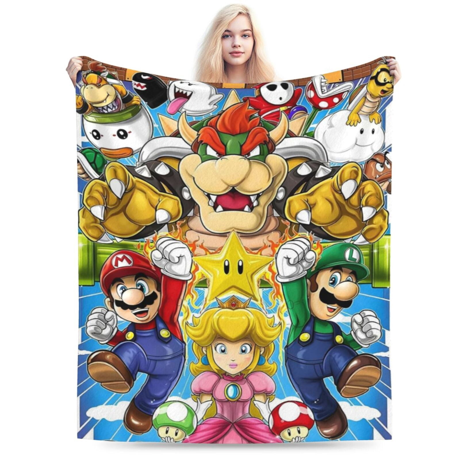 Super Mario Bed Blanket 3D Printed Throw Blanket Lightweight Super Soft ...