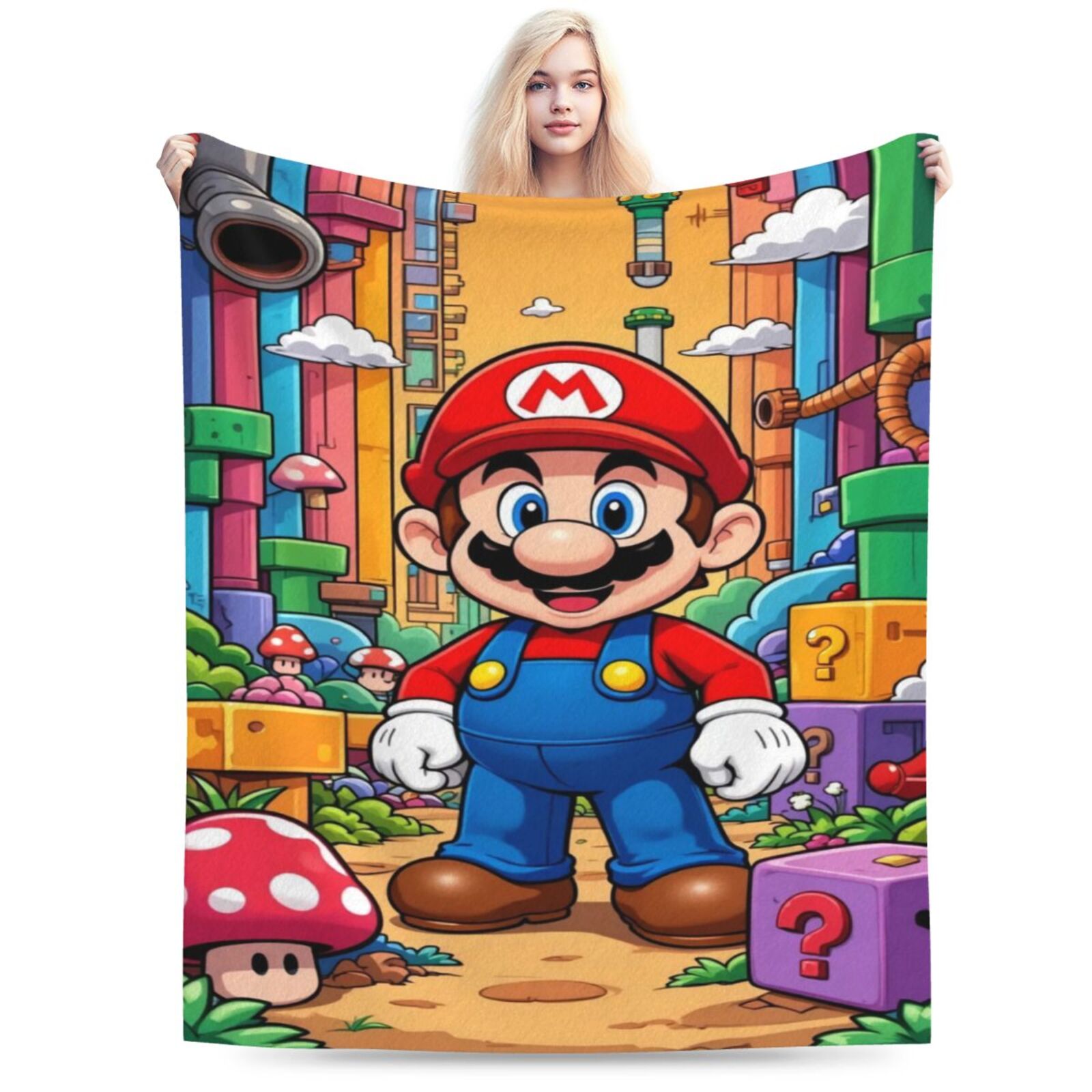Super Mario Bed Blanket 3D Printed Throw Blanket Lightweight Super Soft ...