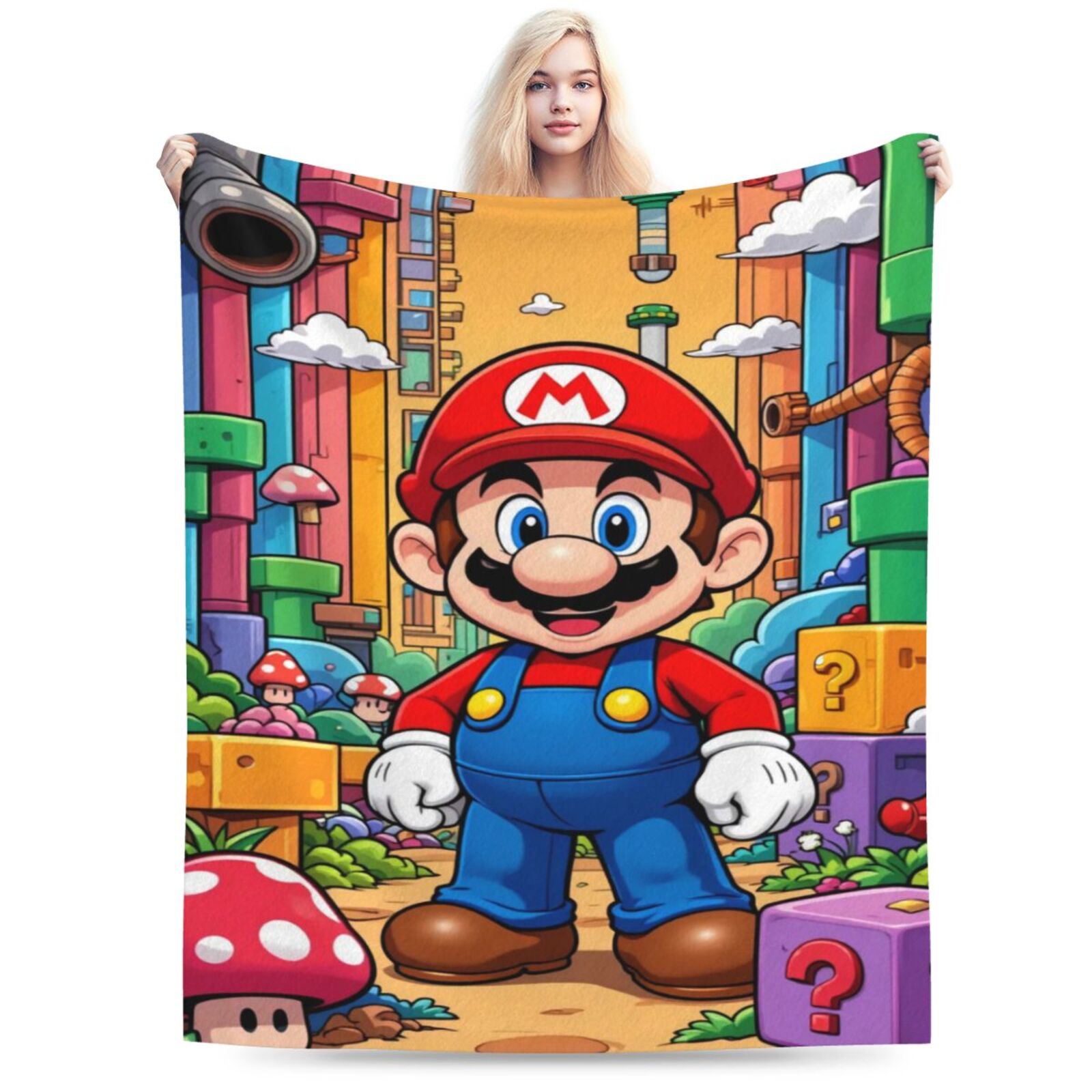 Super Mario Bed Blanket 3D Printed Throw Blanket Lightweight Super Soft ...