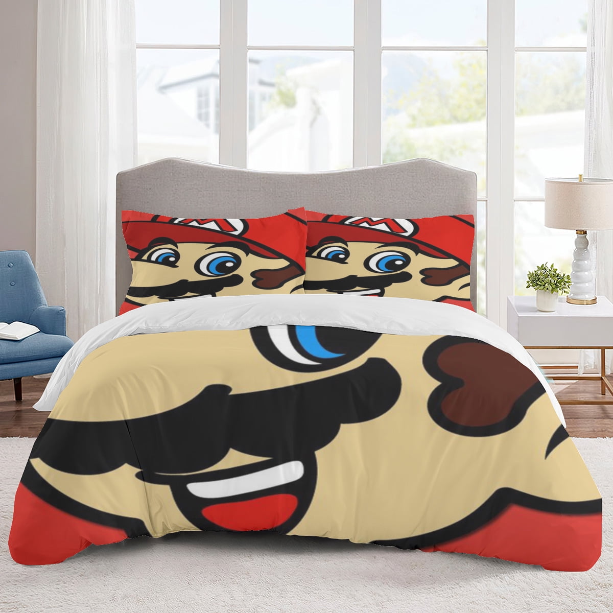 Super Mario Bedding Sets Cartoon Duvet Cover Lightweight 3 Piece Bet ...
