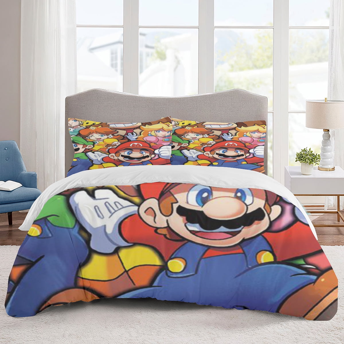Super Mario Bedding Sets Cartoon Duvet Cover Lightweight 3 Piece Bet ...