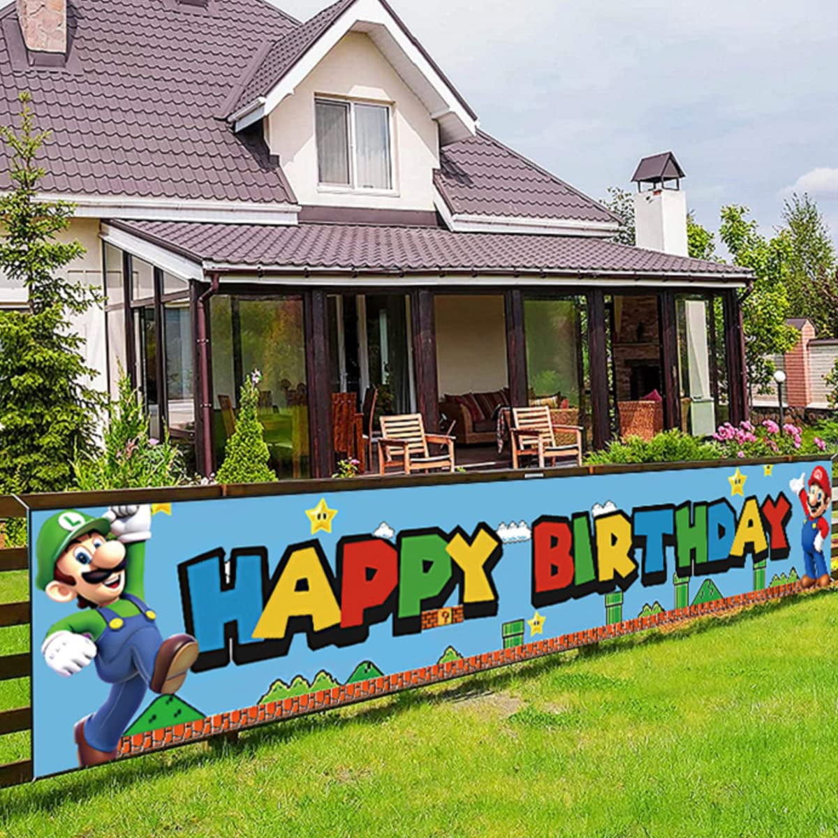 Super Mario Birthday Party Banner | Outdoor and Indoor Garden Sign ...