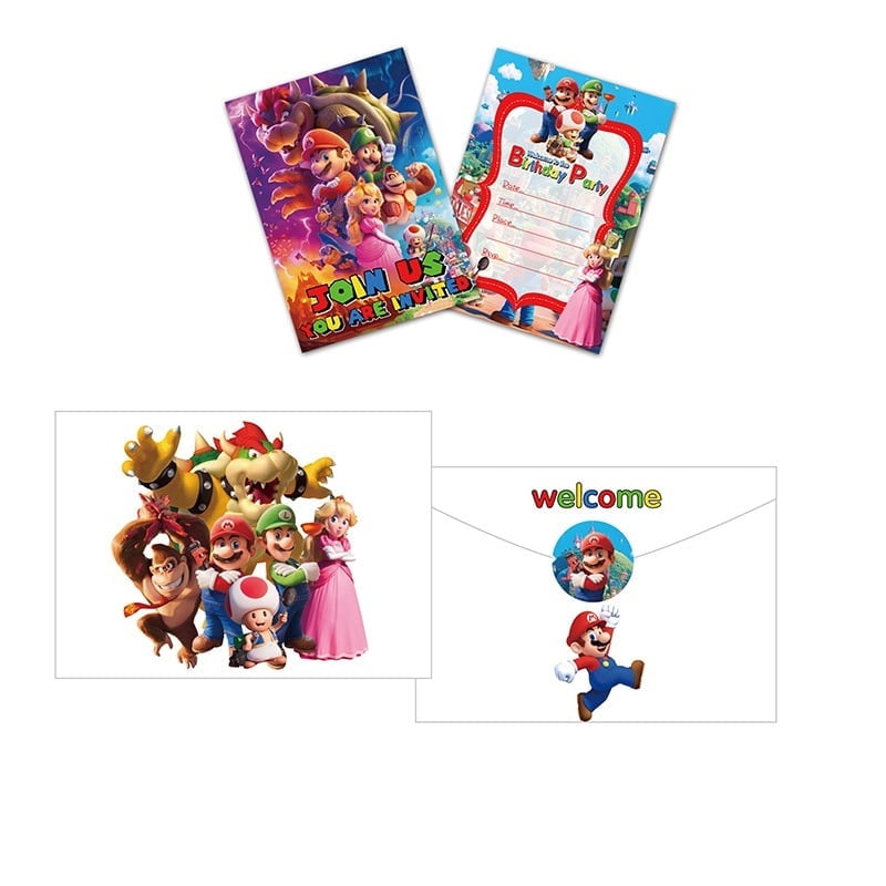 Super Mario Birthday Party Invitation & Envelopes，12Pcs - Walmart.com