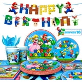 Super Mario Birthday Party Supplies-128pcs Super Mario Tableware Party ...