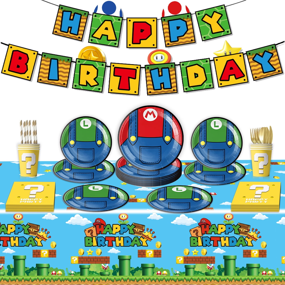 Super Mario Birthday Party Supplies, Wario Birthday Decorations - Yoshi ...