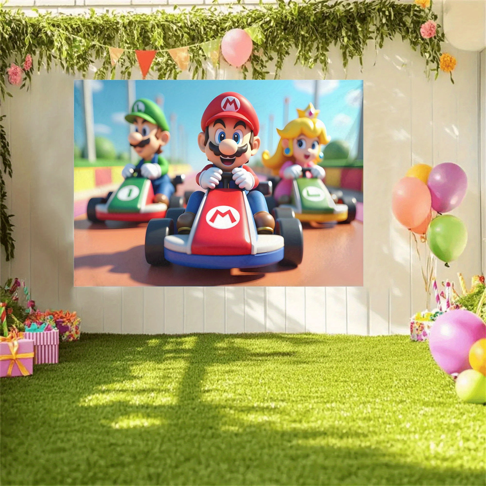 Super Mario Birthday Party background poster: Vibrant and perfect ...
