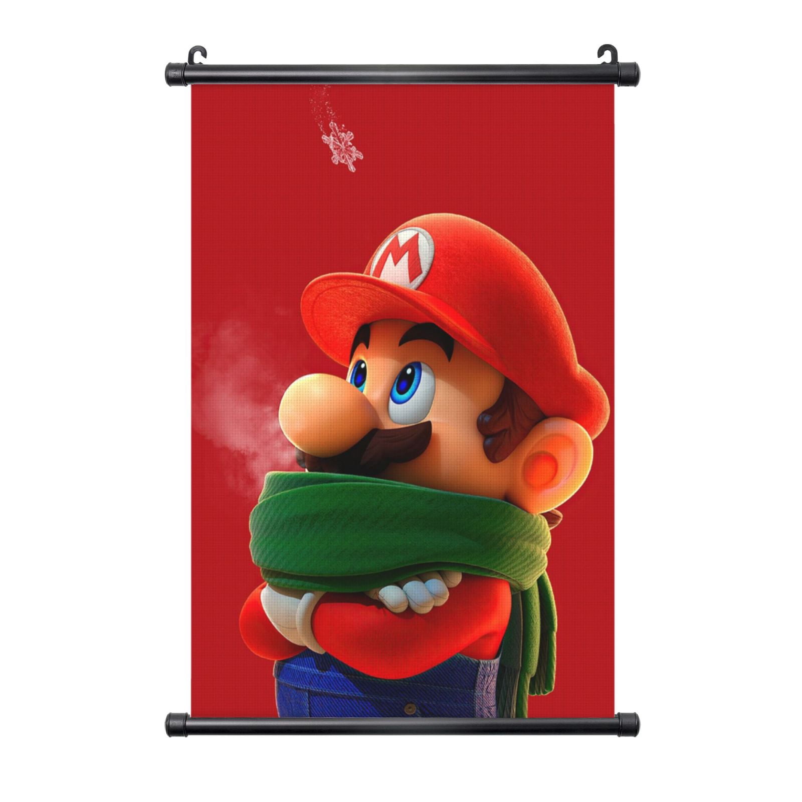 Super Mario Black Plastic Shaft Hanging Poster Decor Canvas Wall ...