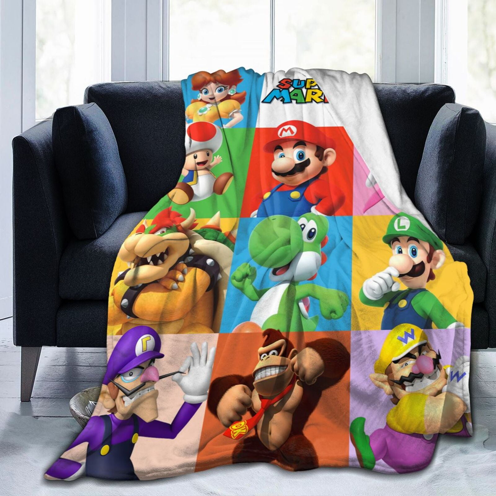 Super Mario Blanket Cartoon Game Flannel Stuff Throw Blankets ...