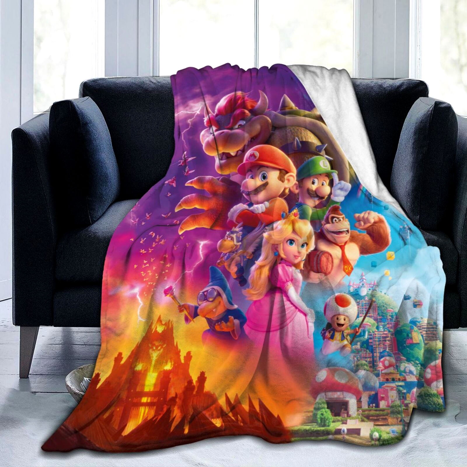 Super Mario Blanket Cartoon Game Flannel Stuff Throw Blankets ...