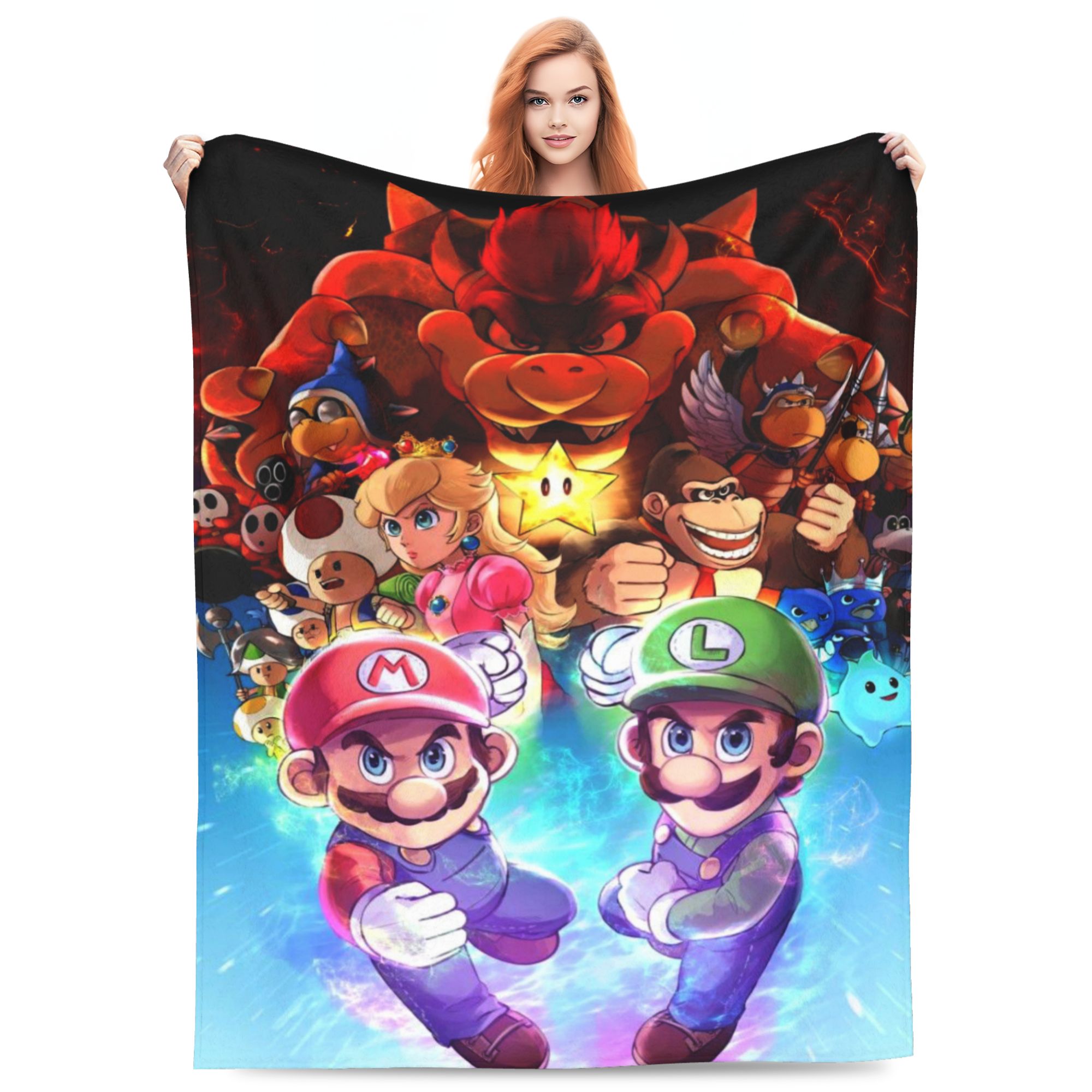 Super Mario Blanket Lightweight Throw Blanket Flannel Fleece Microfiber ...