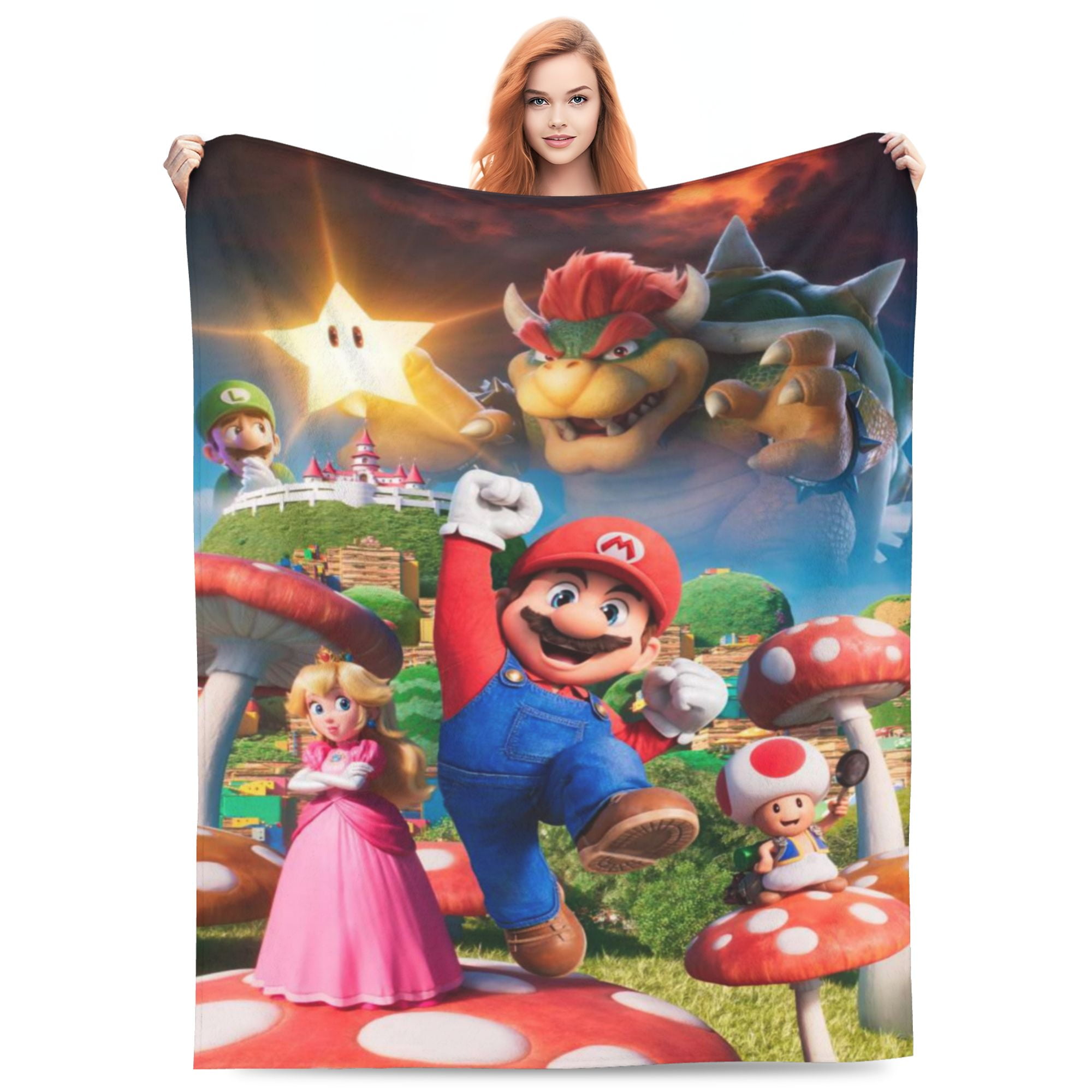 Super Mario Blanket Lightweight Throw Blanket Flannel Fleece Microfiber ...