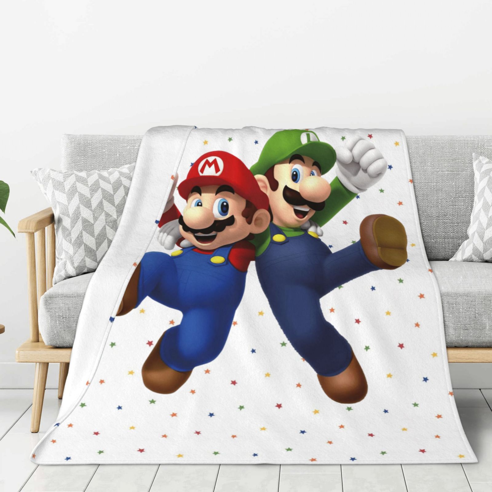 Super Mario Blanket Soft Warm Flannel Throw for Couch Bedroom ...