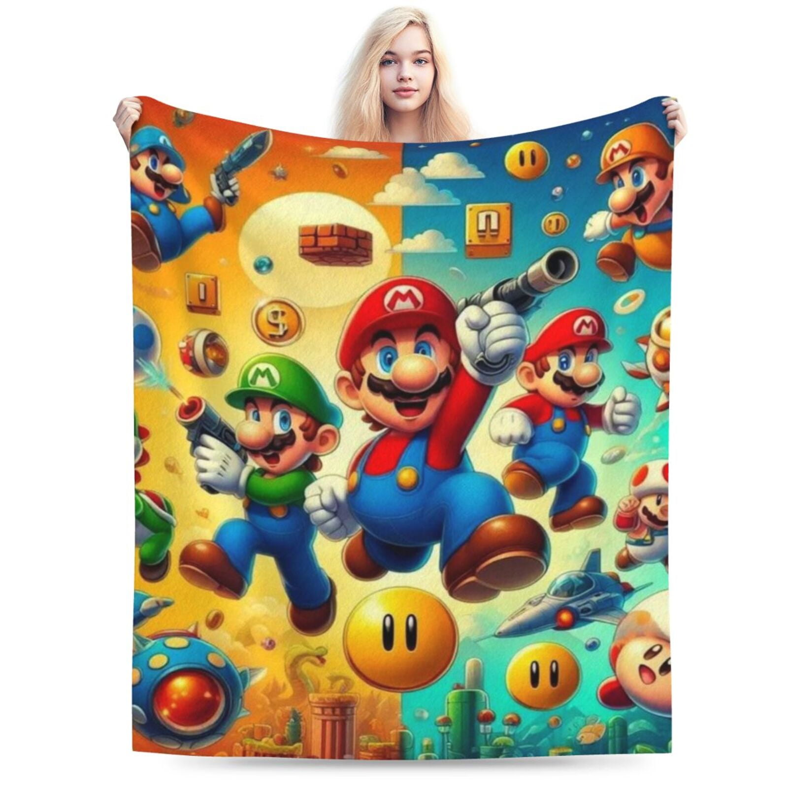 Super Mario Blanket, Super Soft Throw Blanket For Bed Sofa Couch, Cozy ...