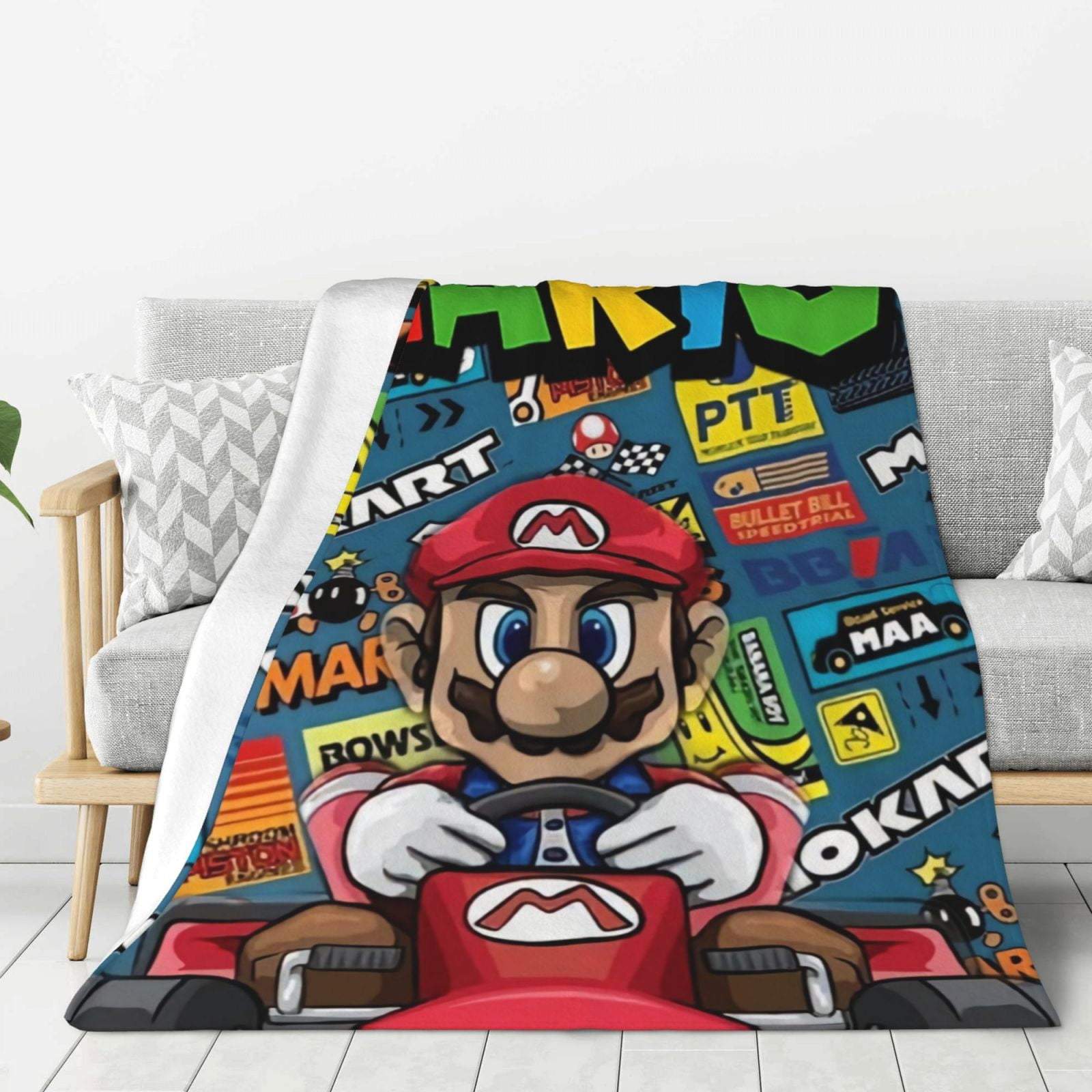 Super-Mario Blanket,Throw Blanket for Kids and Adults,Soft Plush Fleece ...