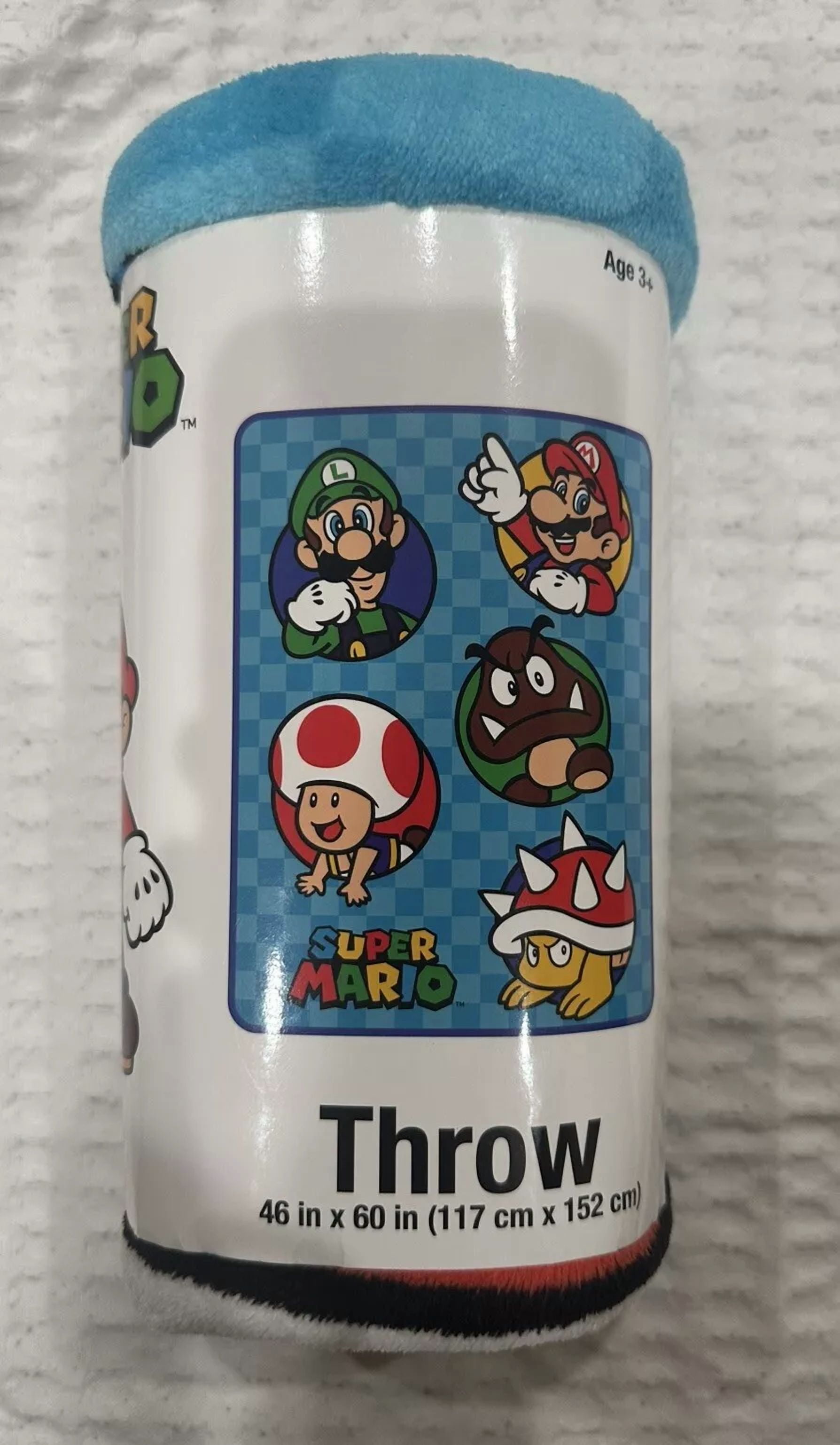 Super Mario Blue Fleece Throw Blanket 46 In X 60 In Nintendo Product ...