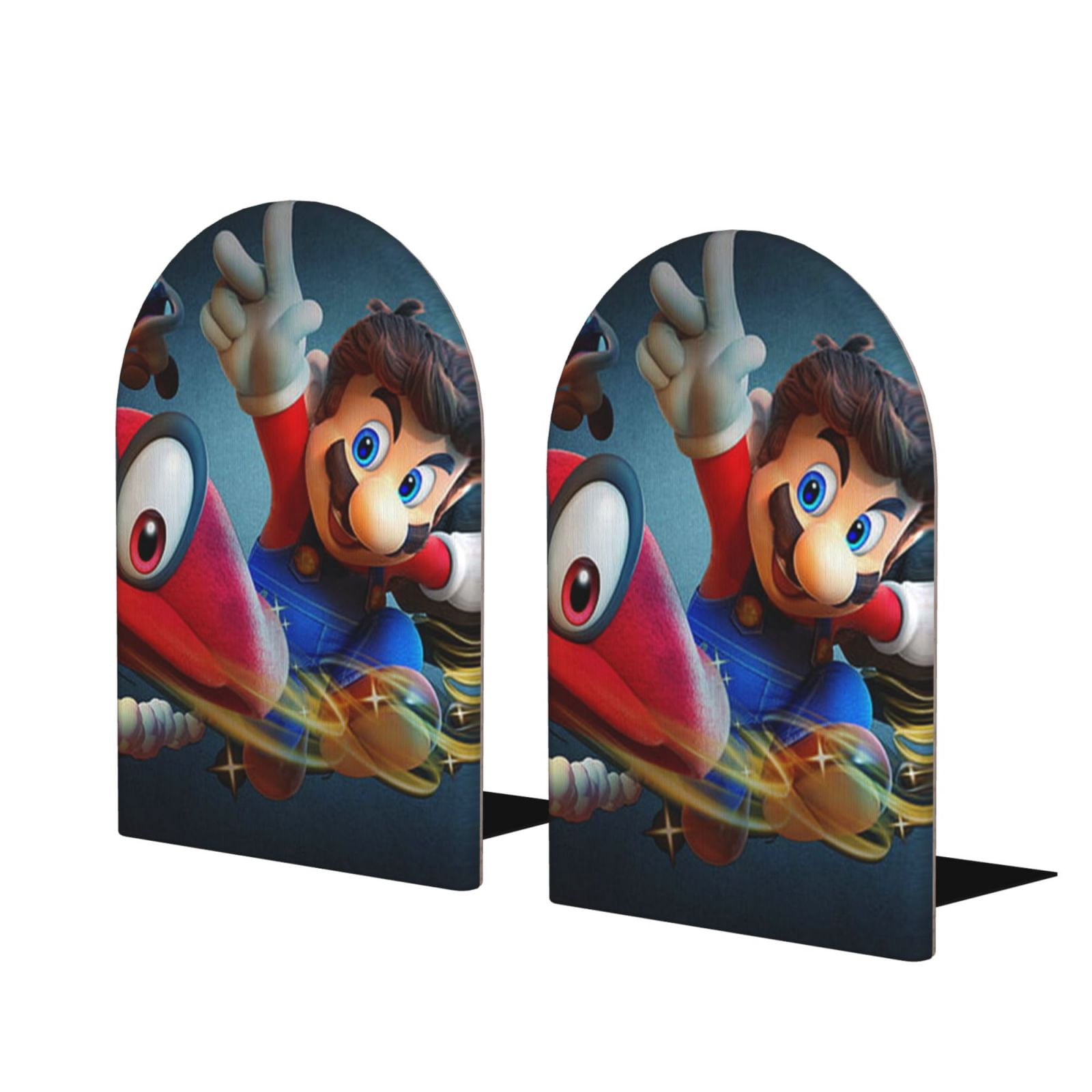 Super Mario Bookends Non-Slip Sturdy Book Holder Wood Book End For Home ...