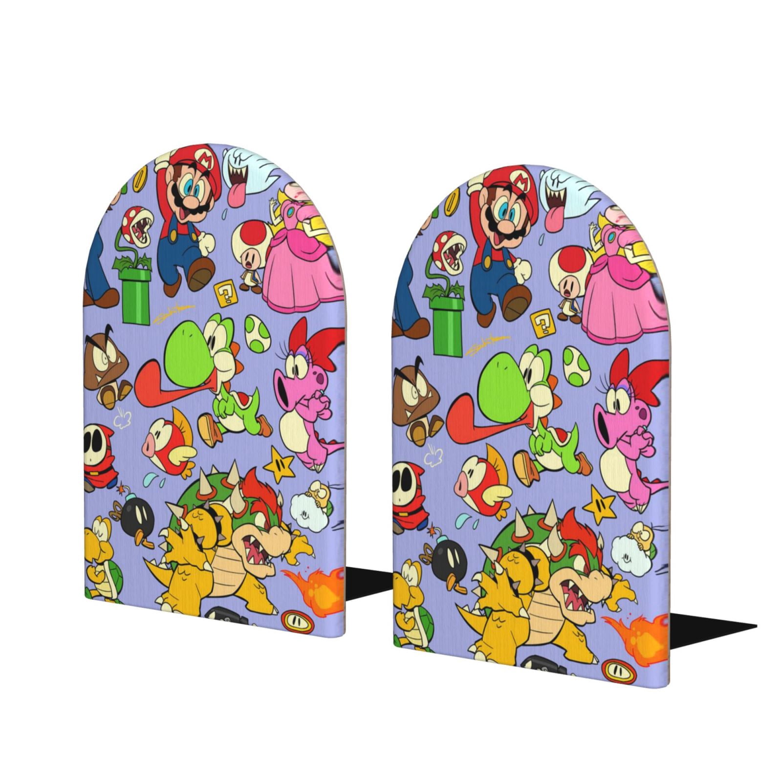 Super Mario Bookends Non-Slip Sturdy Book Holder Wood Book End For Home ...