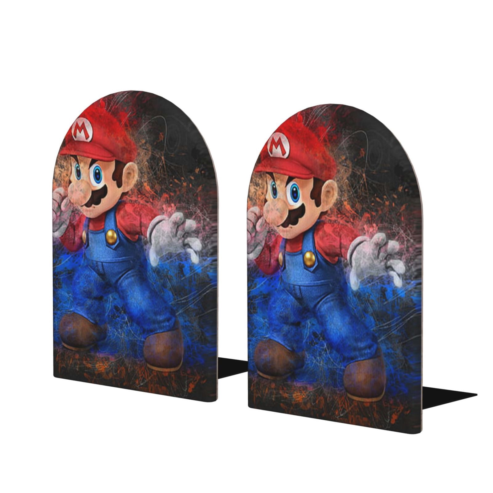 Super Mario Bookends Non-Slip Sturdy Book Holder Wood Book End For Home ...