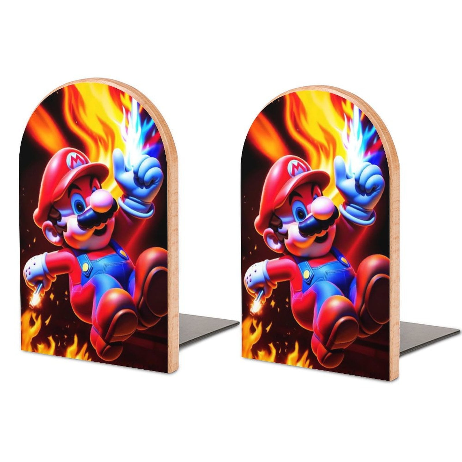 Super Mario Bookends Wood Book Divider Decorative Shelves Non-Skid Book ...