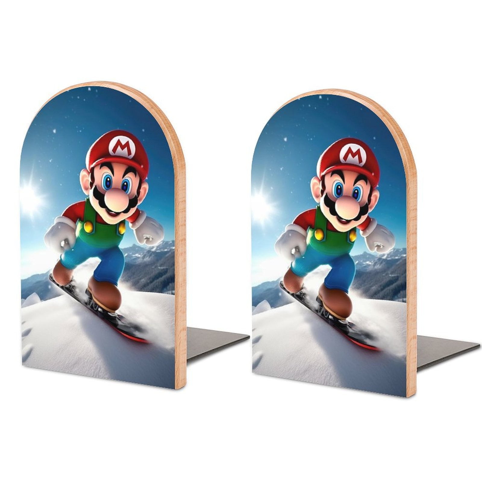 Super Mario Bookends Wood Book Divider Decorative Shelves Non-Skid Book ...