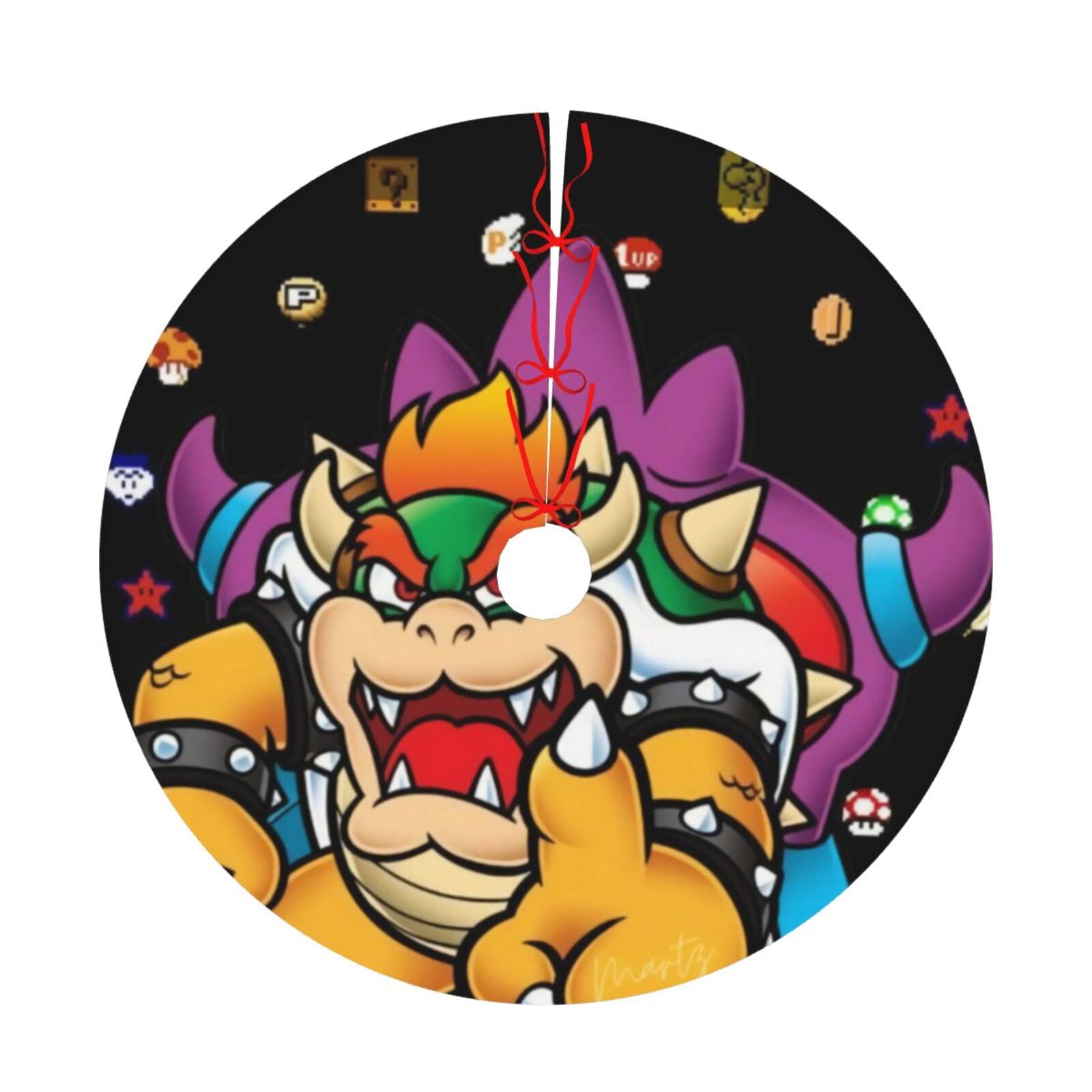Super-Mario Bowser Christmas Tree Skirt 36 Inch,Soft and Funny Merry ...