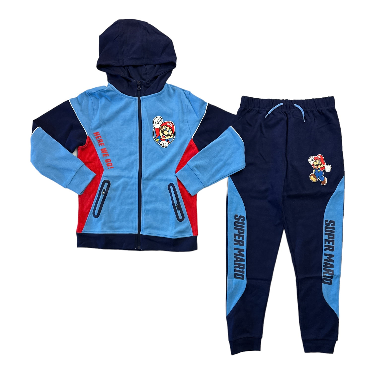 Super Mario Boy's 2 Piece Full-Zip Hoodie & Jogger Pant Set (S (6/7 ...
