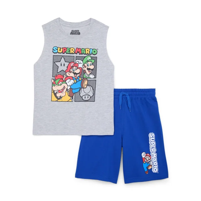 Super Mario Boy’s Tank Top and Shorts Set, 2 Piece, Size XS-L - Walmart.com