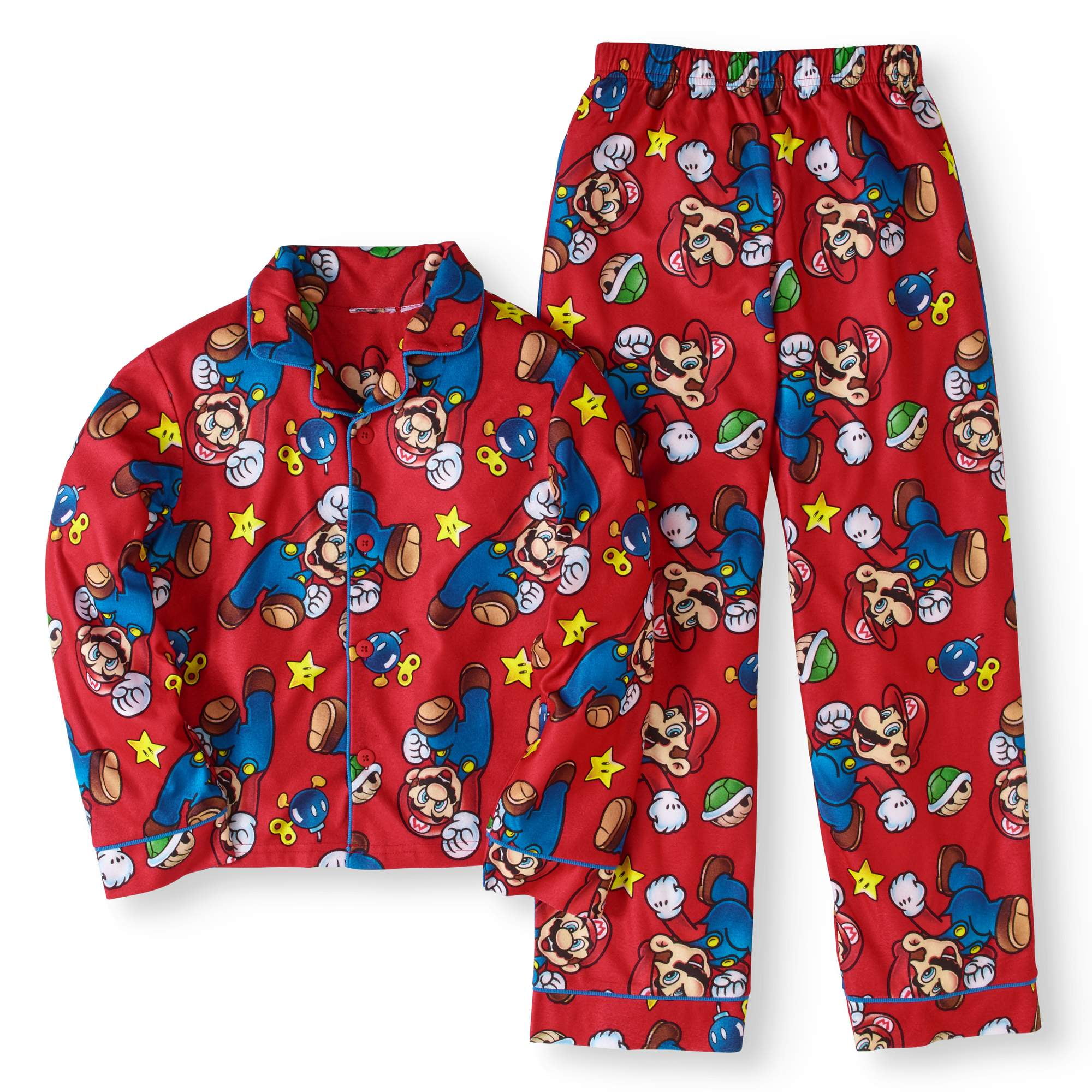Super Mario Bros Boys' Pajamas, Brushed Jersey 2-Piece Sleepwear Set ...