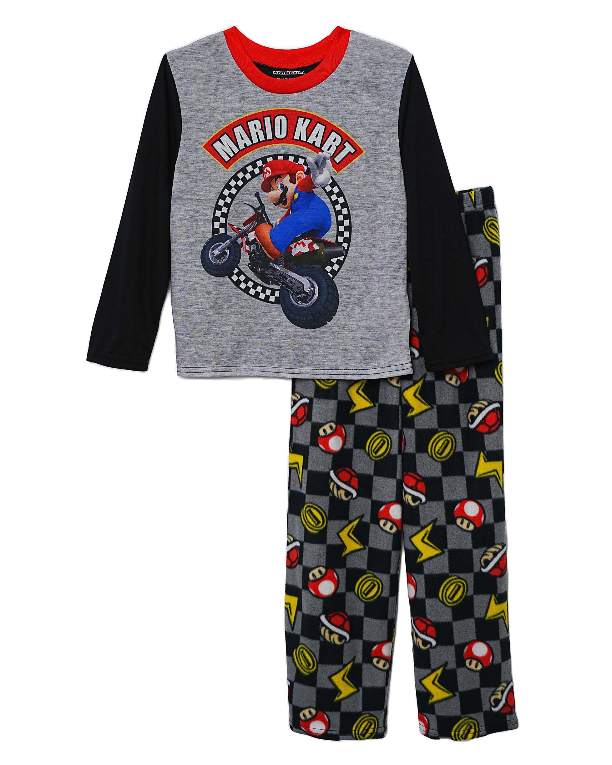 Super Mario Bros. Boys Pajama Set, Mario Kart, 2 Piece Fleece Pants ...
